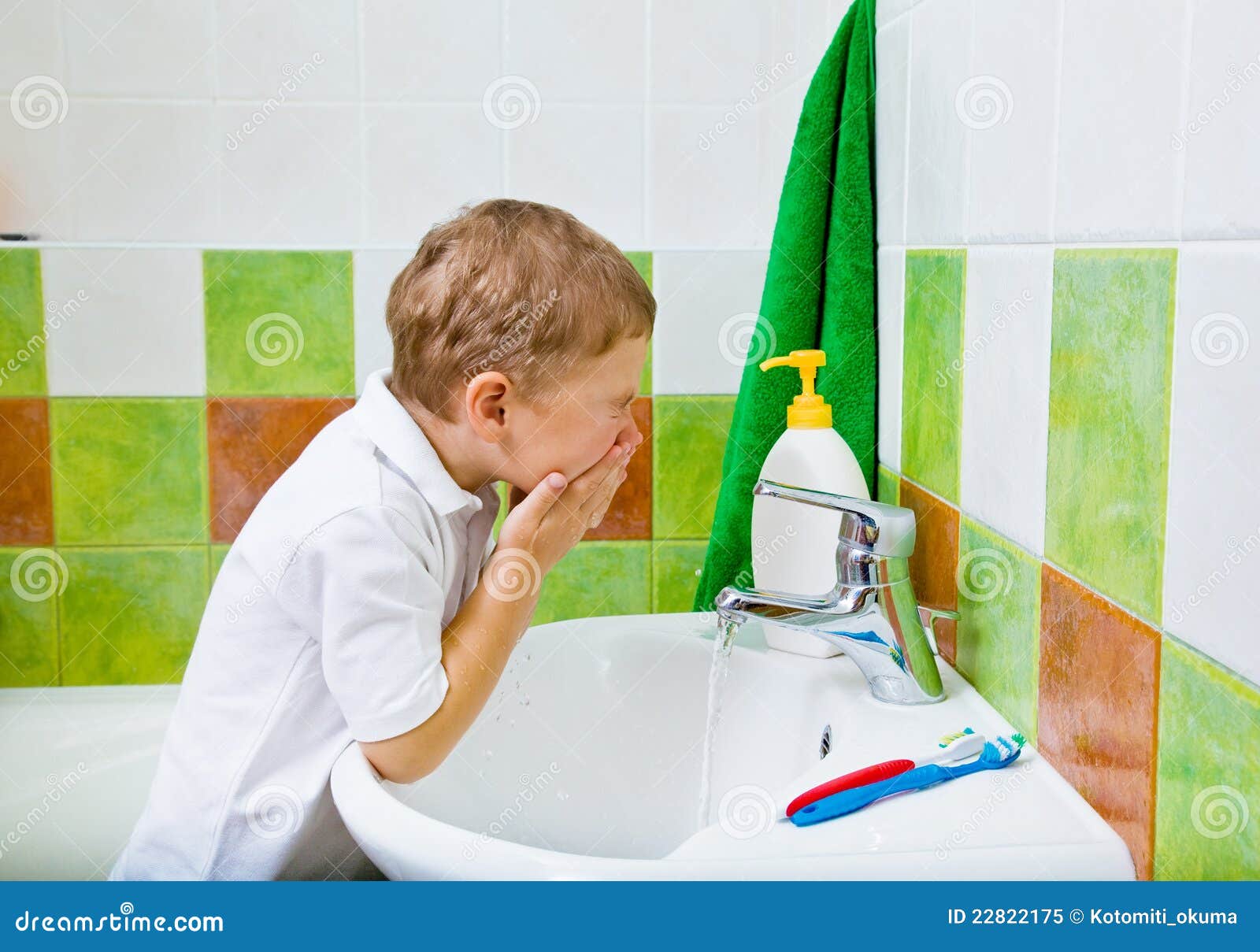 Boy washes the face stock image. Image of water, crane - 22822175