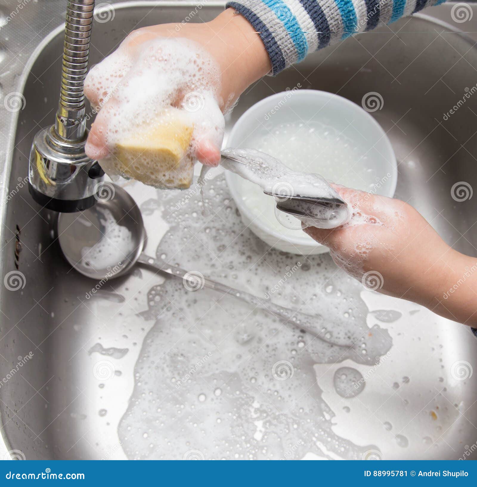 Boy Washing Dishes in the Kitchen Stock Image - Image of domestic, wash ...