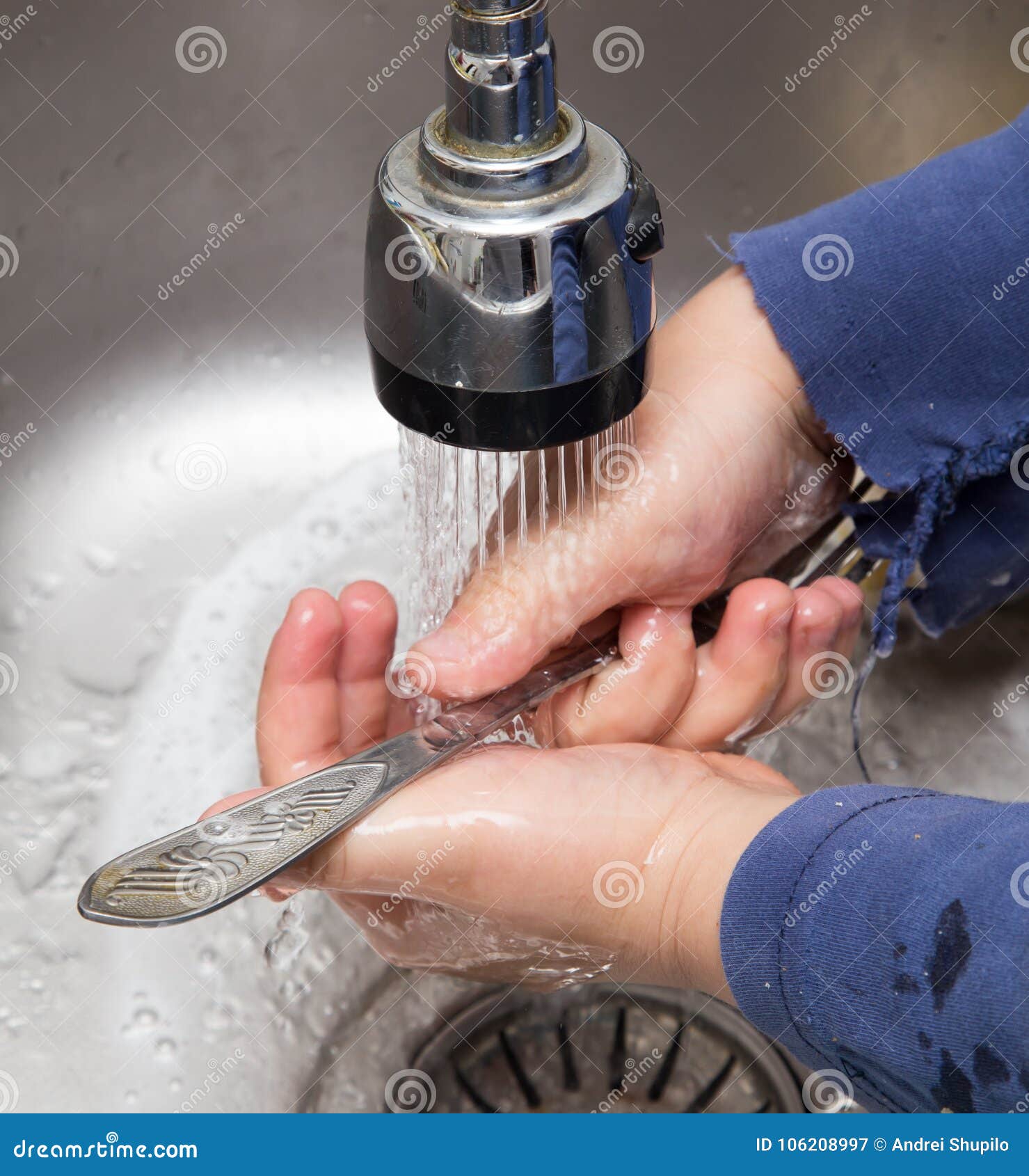 Boy Washing Dishes in the Kitchen Stock Image - Image of water, young ...