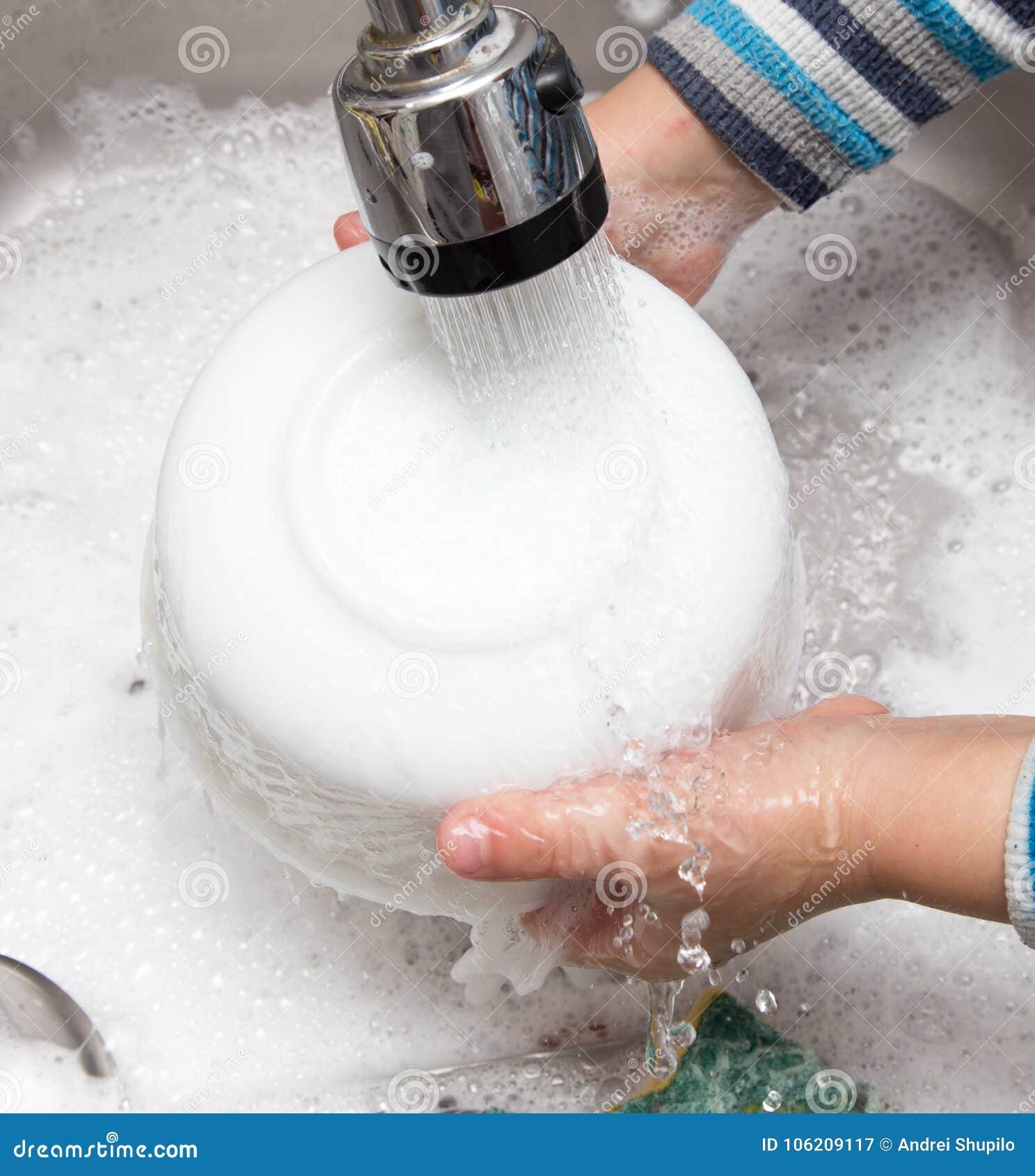 Boy Washing Dishes in the Kitchen Stock Image - Image of hand, work ...