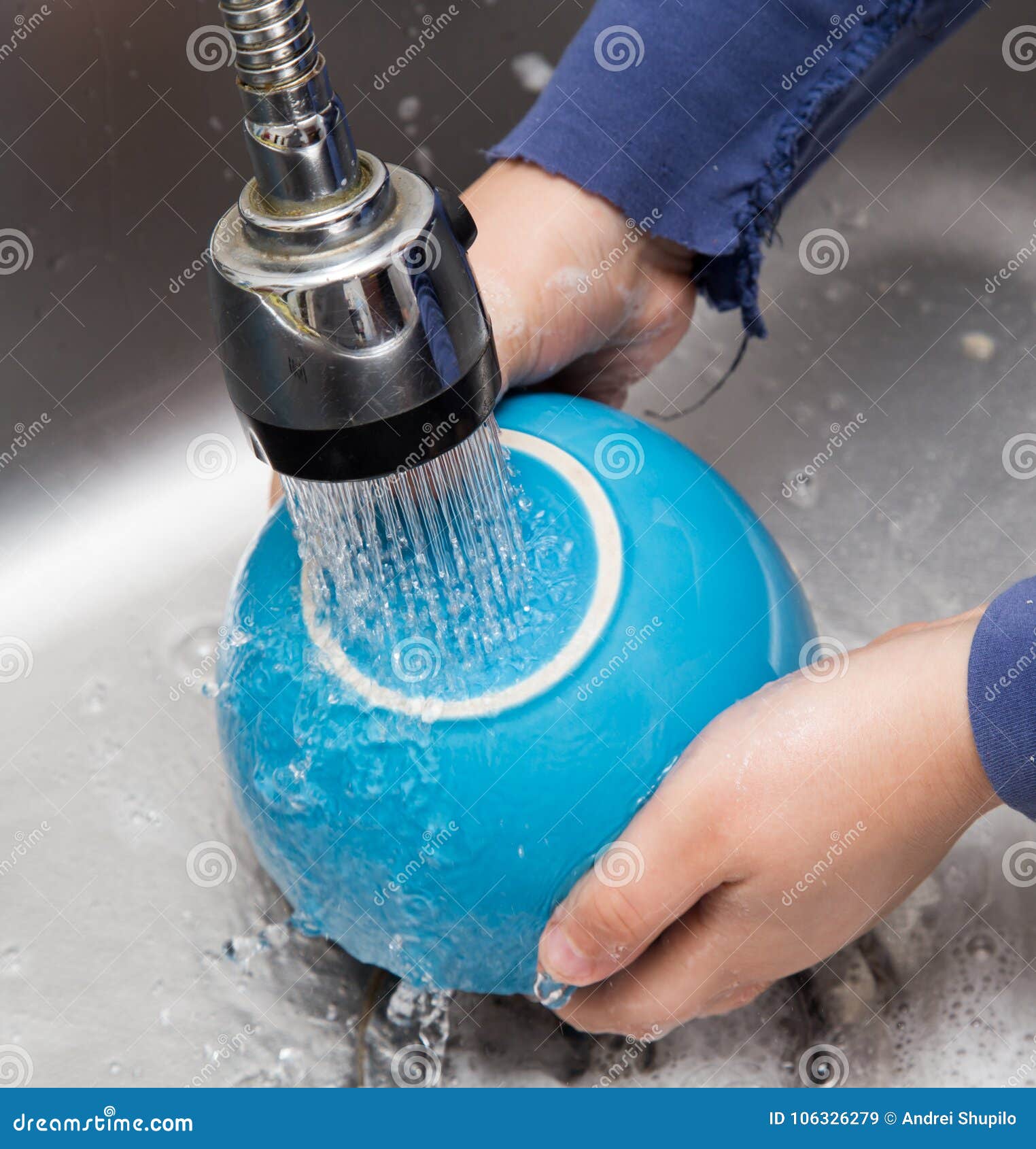 Boy Washing Dishes in the Kitchen Stock Image - Image of water, young ...