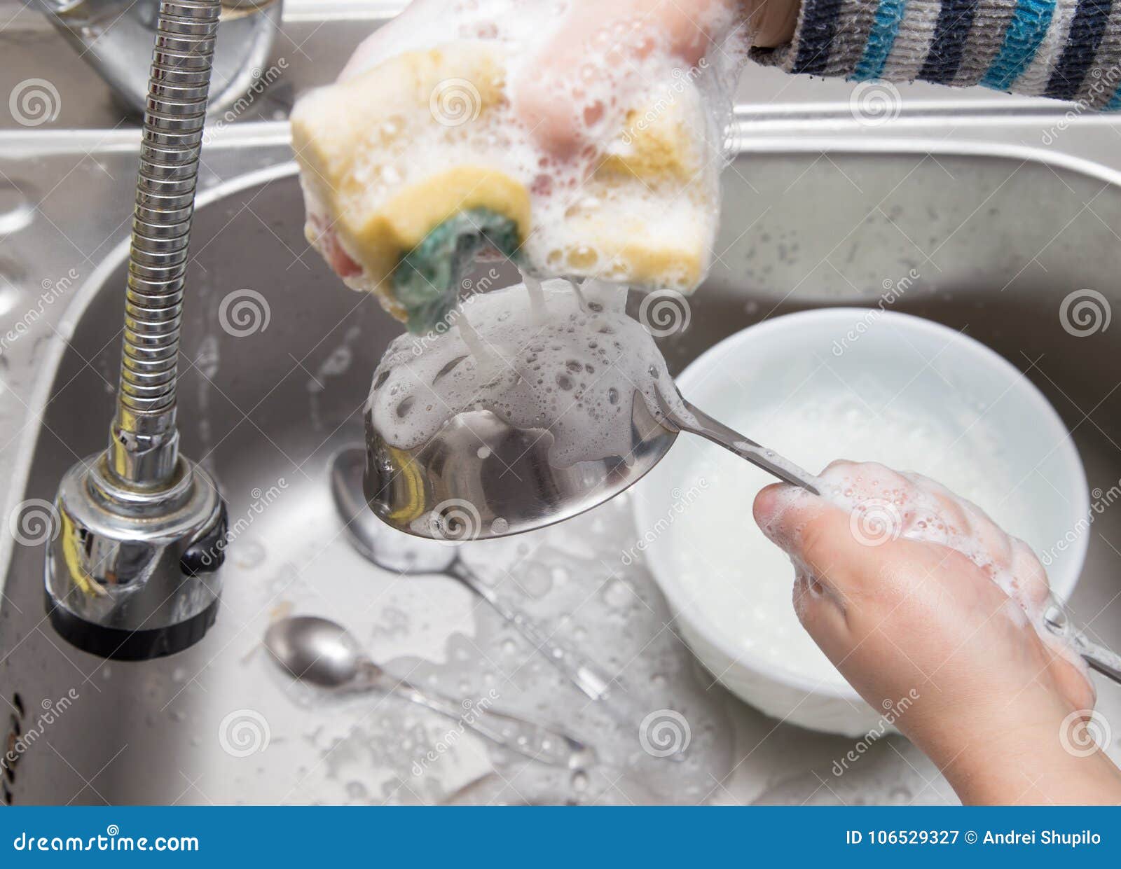 Boy Washing Dishes in the Kitchen Stock Image - Image of male, kitchen ...