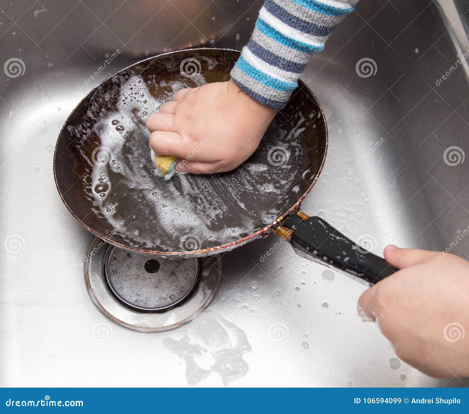 Boy Washing Dishes in the Kitchen Stock Image - Image of people ...