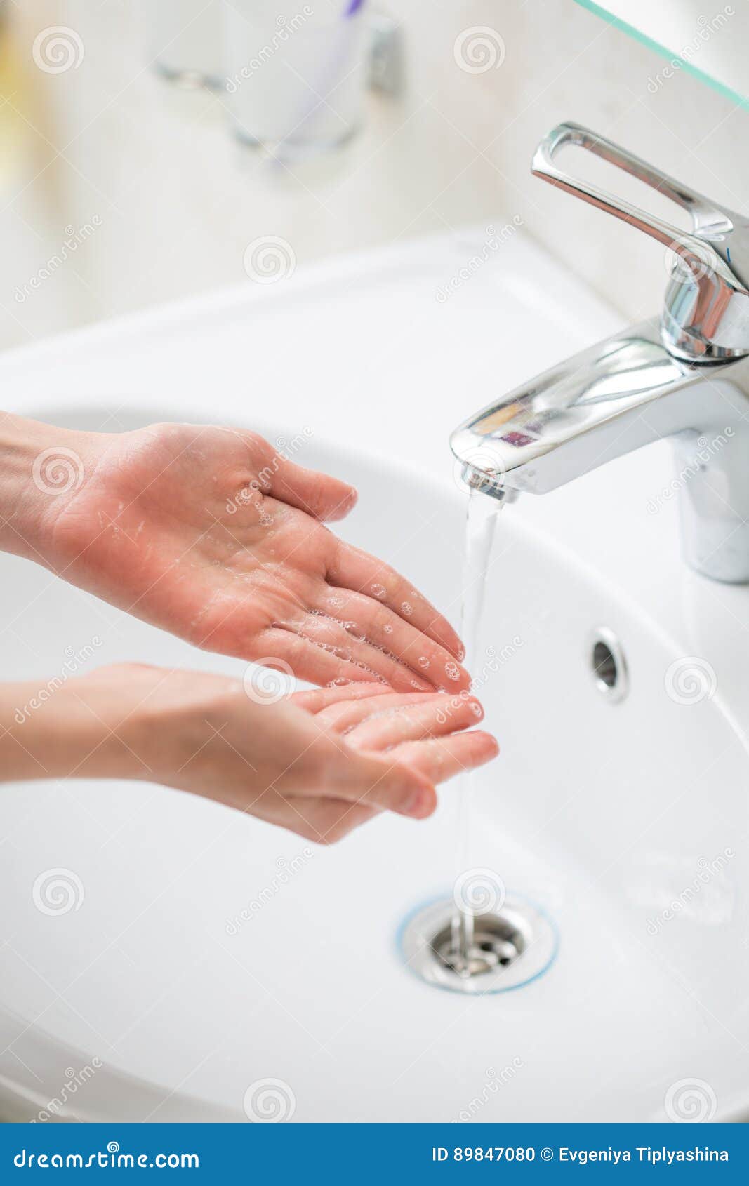 The Boy is Washing His Hands Stock Photo - Image of microbes, hands ...