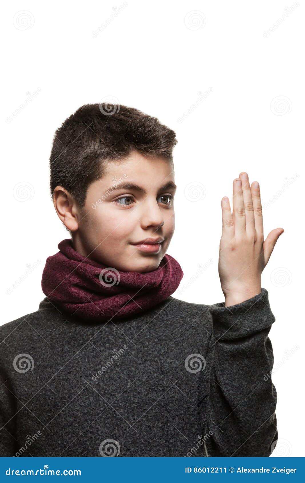 Boy Watches the Palm of His Hand Stock Image - Image of young, face ...