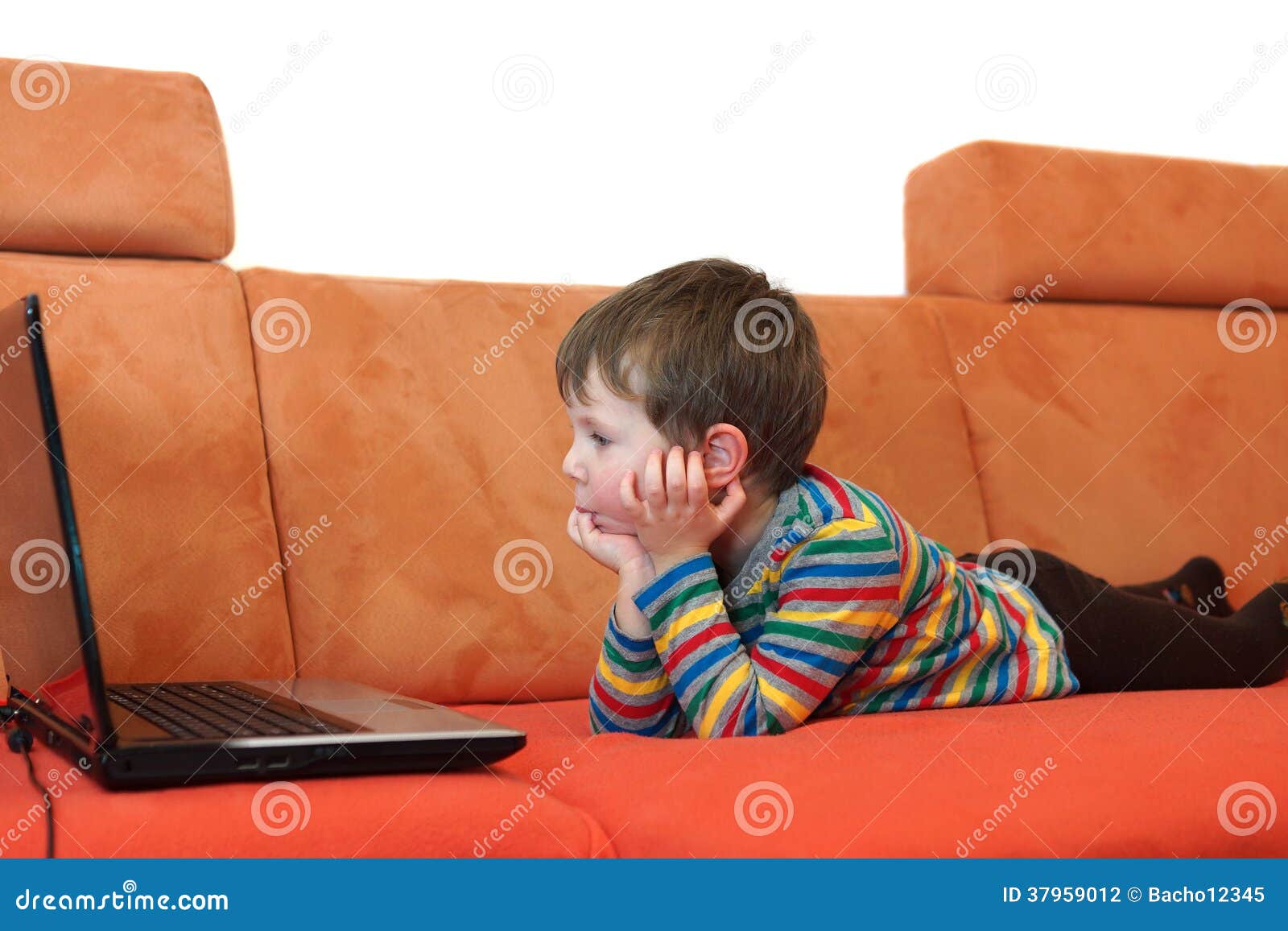 Boy is Watching a Computer Screen Stock Photo - Image of forgotten ...