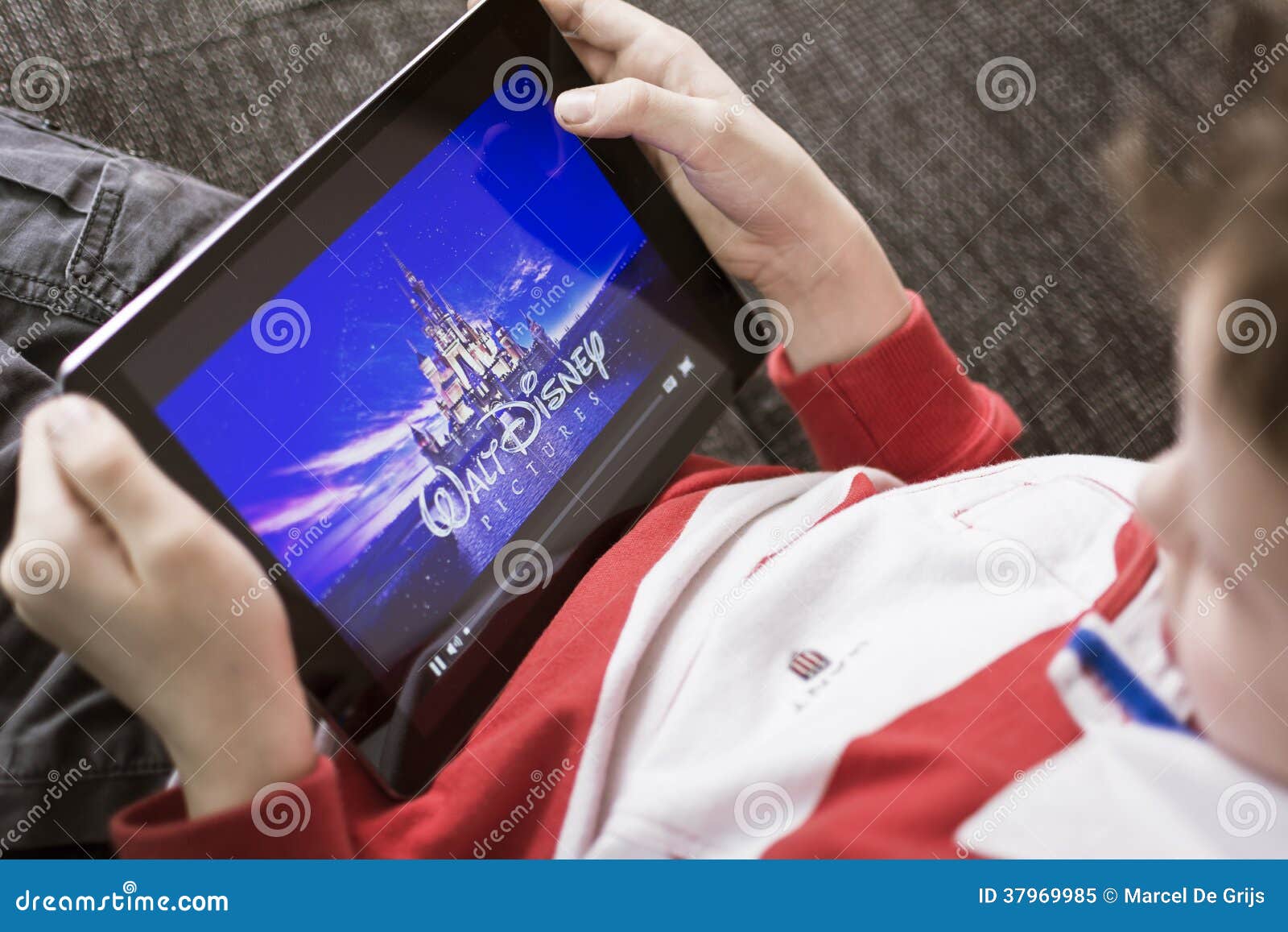 Boy Watching Disney Film on Tablet Pc Editorial Image - Image of ...