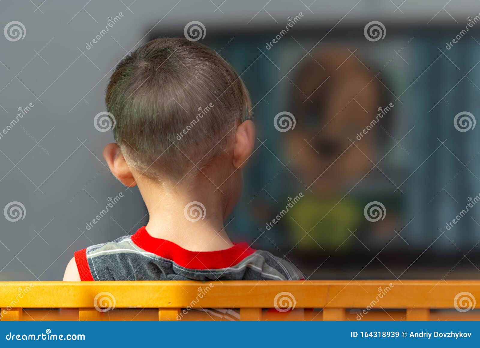 Boy is Watching TV Shows while Working Stock Image - Image of infant ...