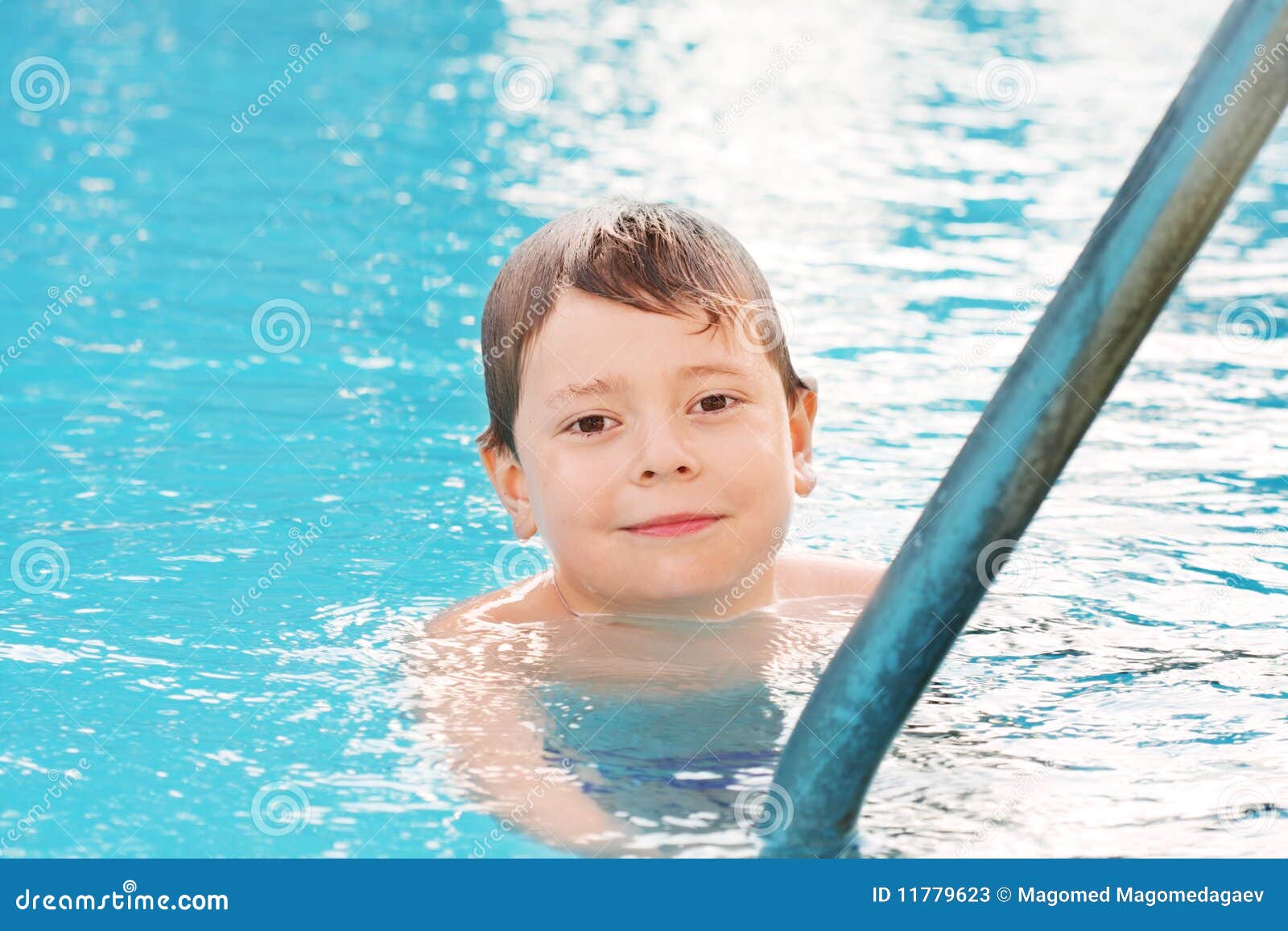 Boy in water stock image. Image of caucasian, rails, person - 11779623