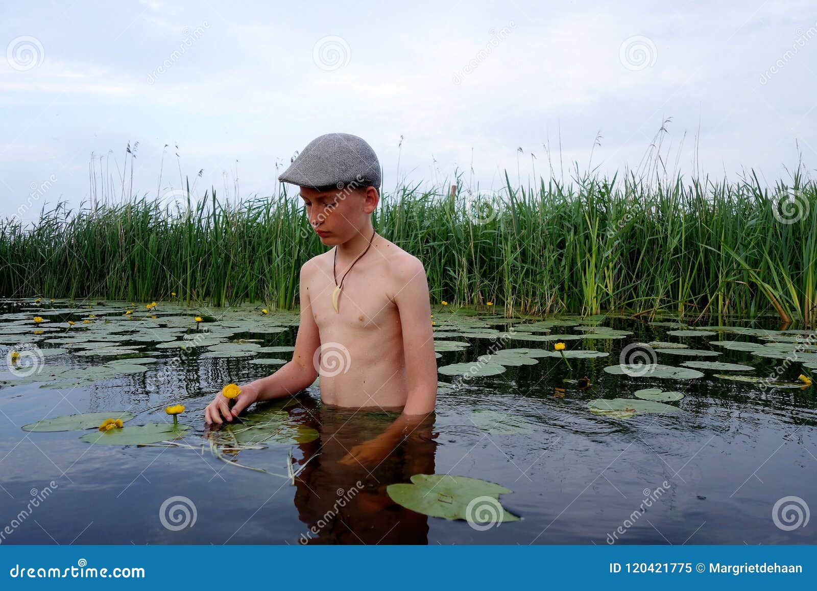 Boy in water stock image. Image of water, summer, pompebladen - 120421775