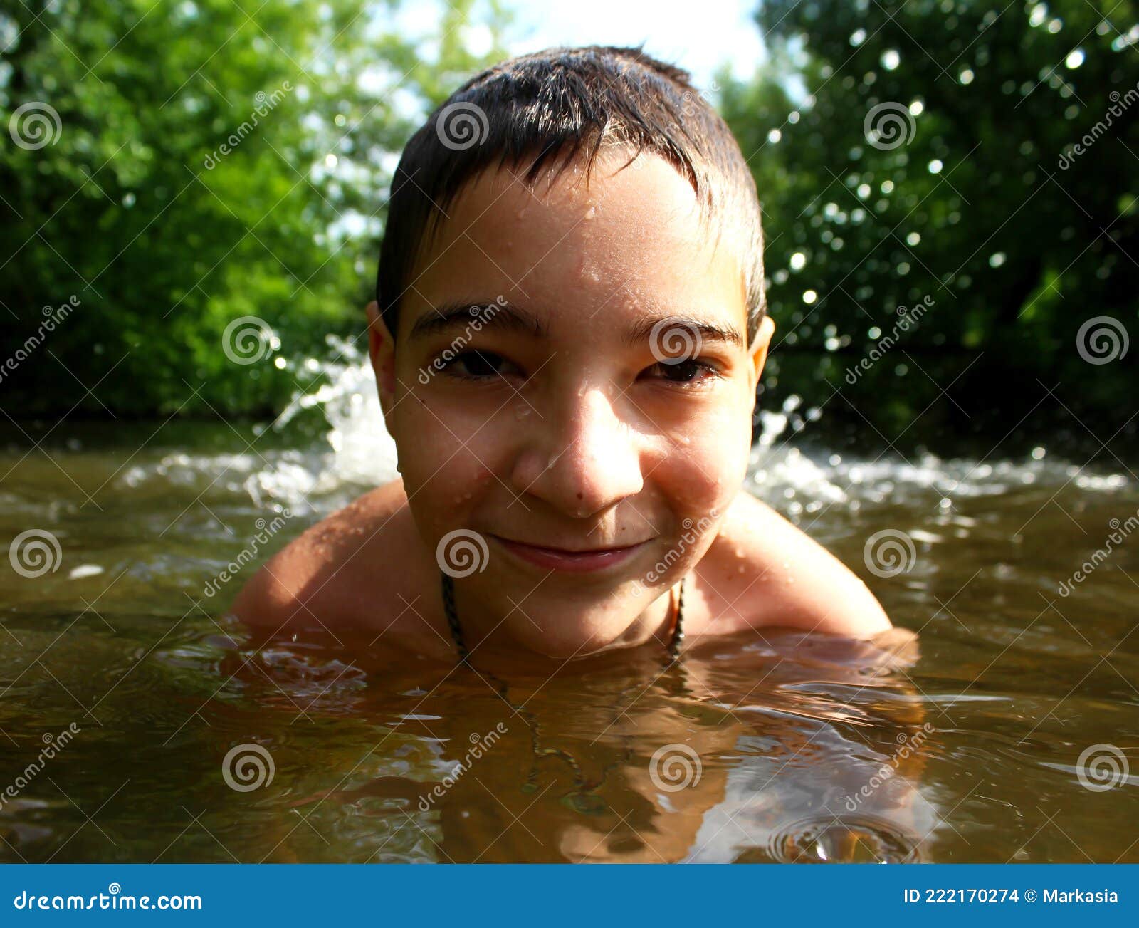 Boy in the water. stock photo. Image of concept, lifestyle - 222170274