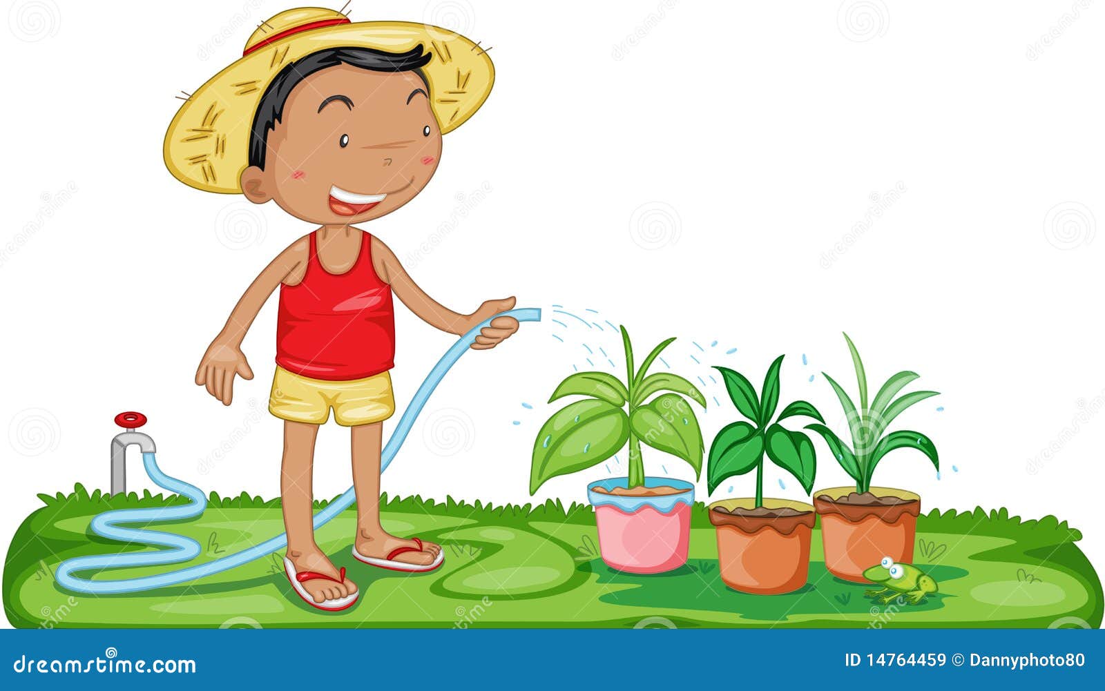Boy Watering Plants Clipart