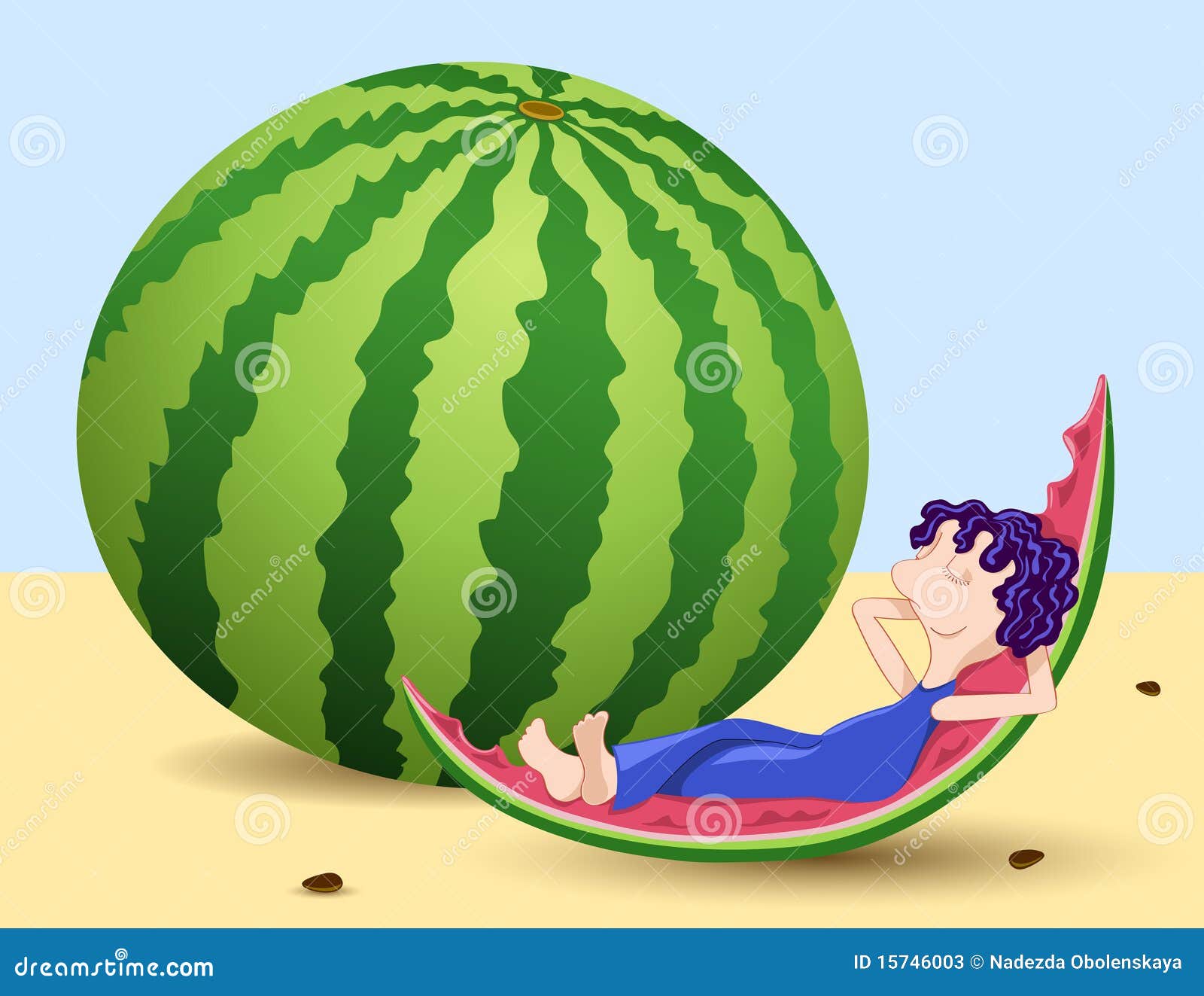 Boy and watermelon. stock vector. Illustration of eating - 15746003