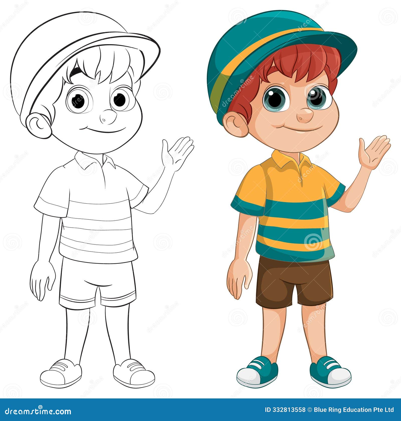 A boy waving stock vector. Illustration of cheerful - 332813558