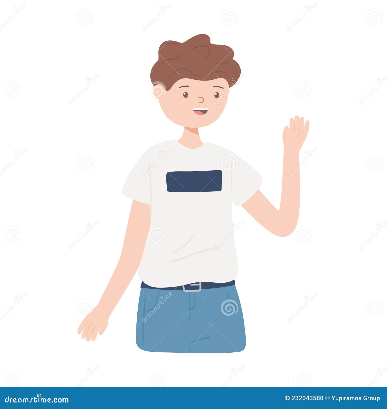 Boy waving hand stock illustration. Illustration of cheerful - 232043580