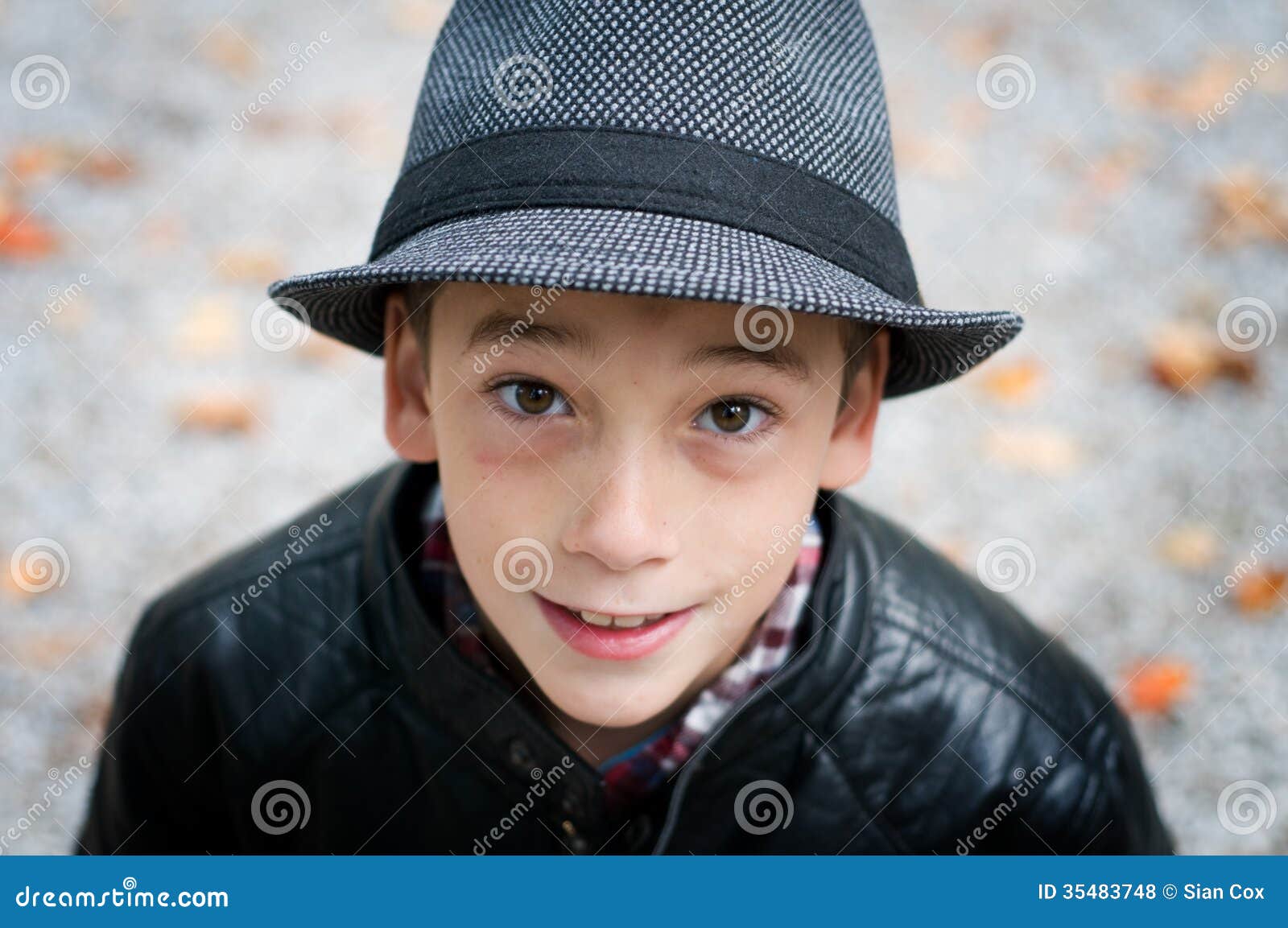Boy wearing a fedora stock photo. Image of child, brown - 35483748