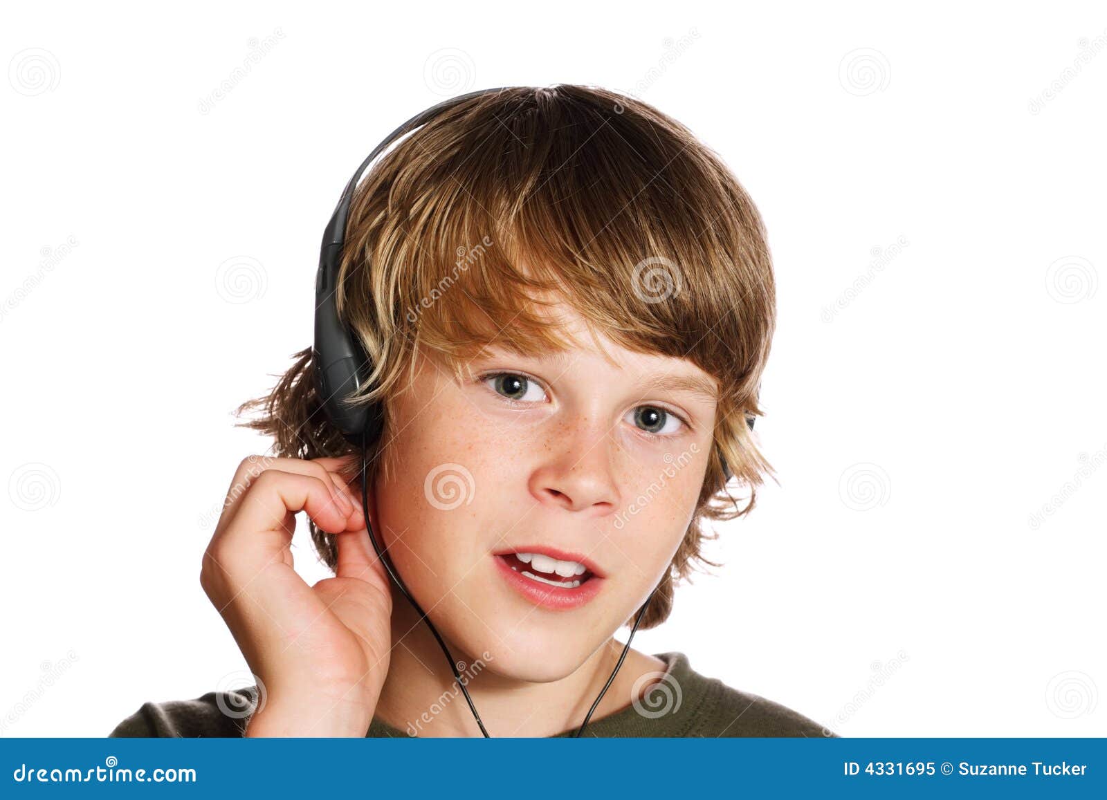 Boy wearing headphones stock image. Image of face, earphones - 4331695