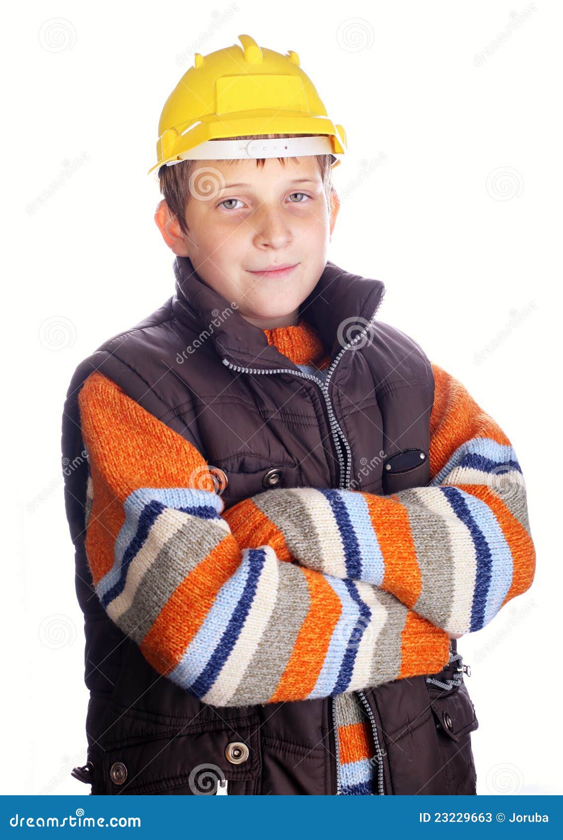 Boy Wearing Protective Helmet Stock Image - Image of safety, vertical ...