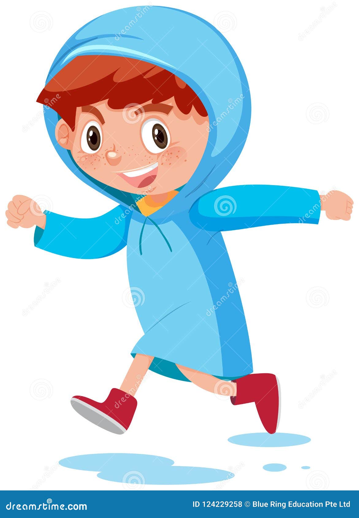 A boy wearing the raincoat stock vector. Illustration of clipart ...