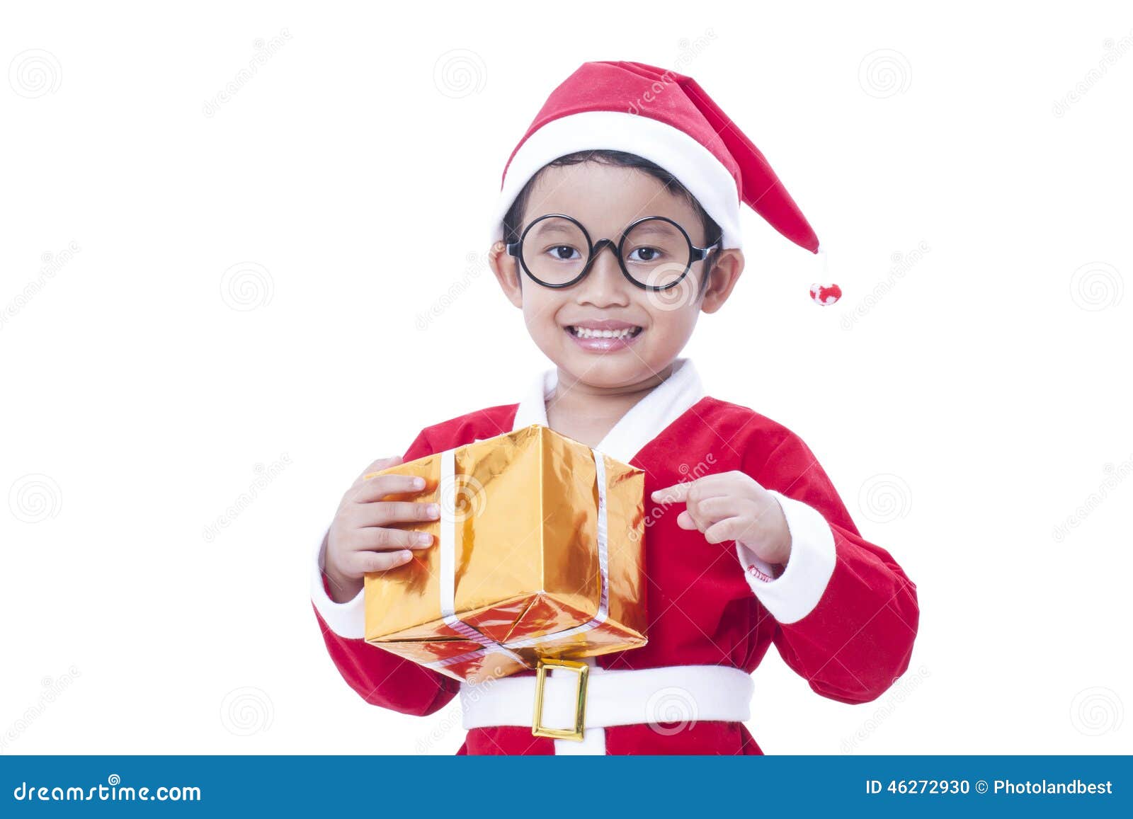 Boy Wearing Santa Claus Uniform Stock Photo - Image of noel, childhood ...