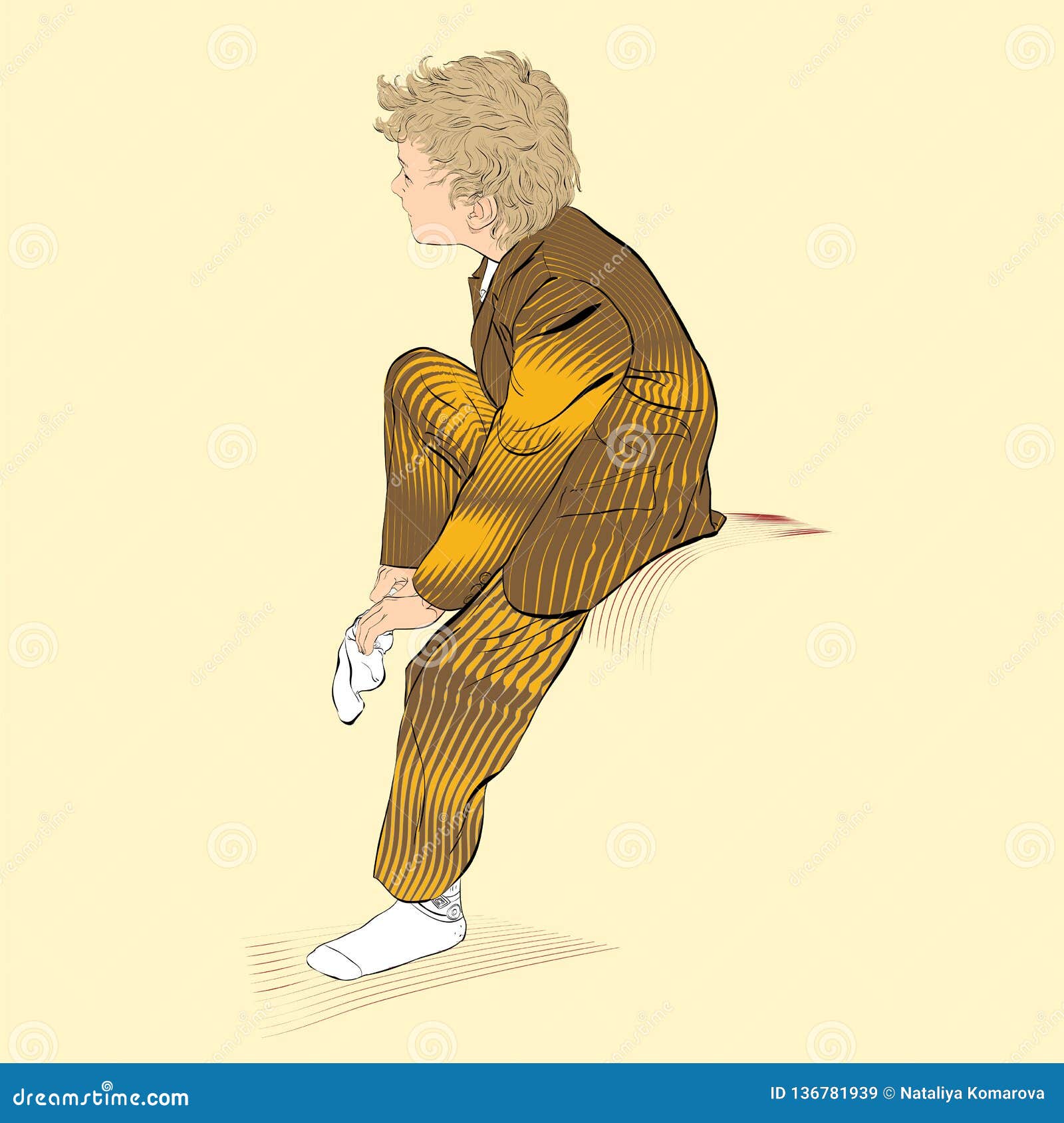 Boy Wearing Socks. School Boy Dressing. Illustration of Boy Dressing ...