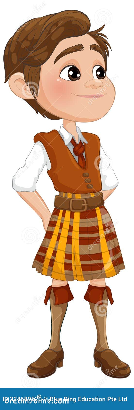 Boy Wearing Traditional Scottish Kilt Stock Vector - Illustration of ...