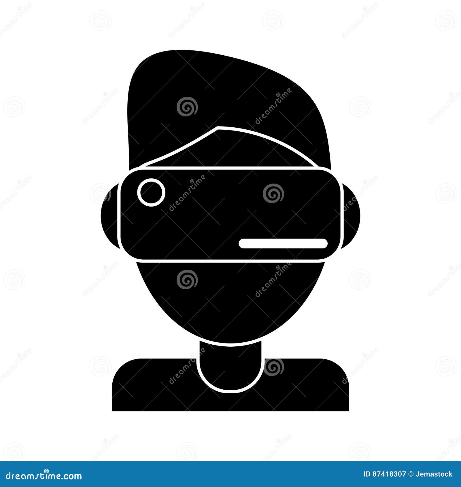 Boy Wearing Vr Goggles Pictogram Stock Vector - Illustration of ...
