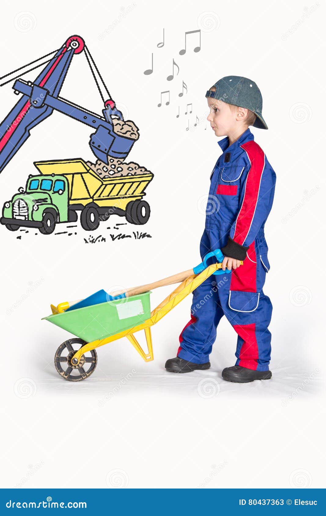 Boy With Wheelbarrow Stock Image | CartoonDealer.com #80437363
