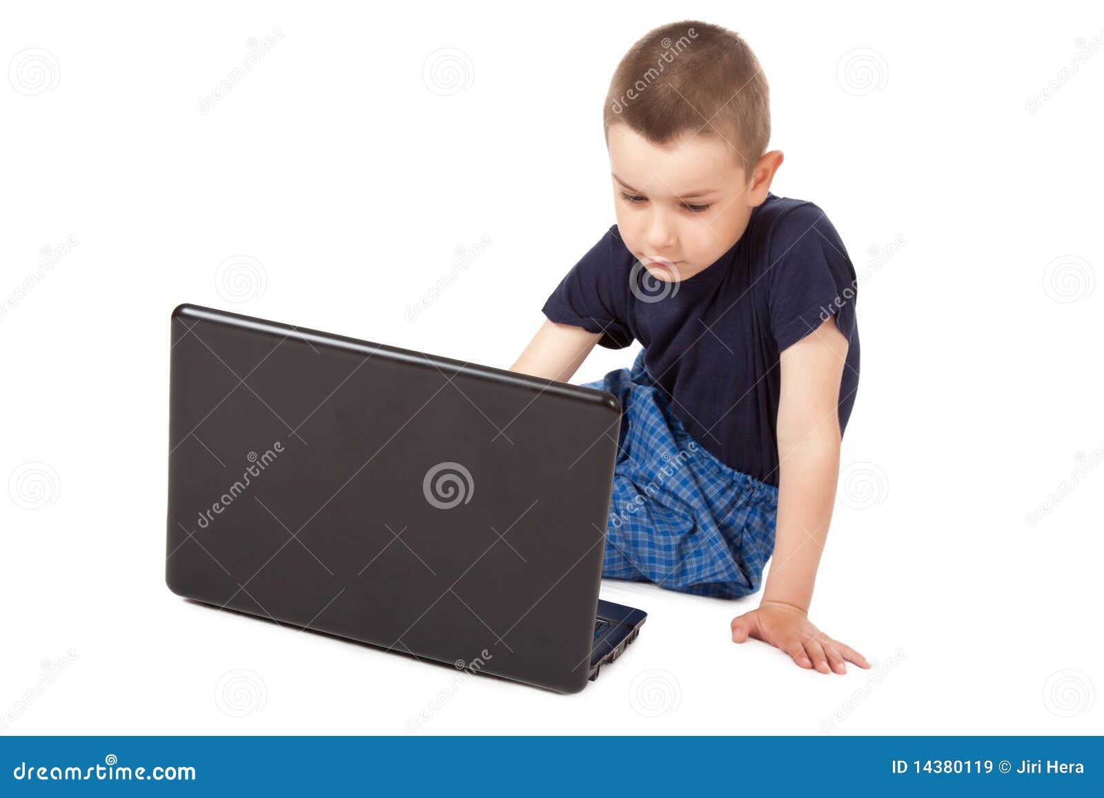 Boy whit laptop stock image. Image of play, learning - 14380119