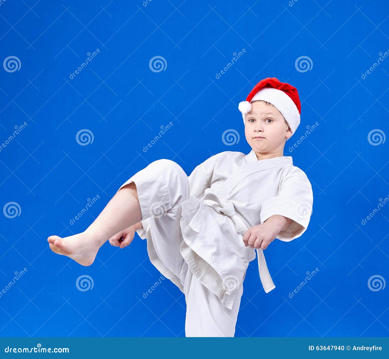 Boy with a White Belt Beats Kicking Stock Photo - Image of martial ...