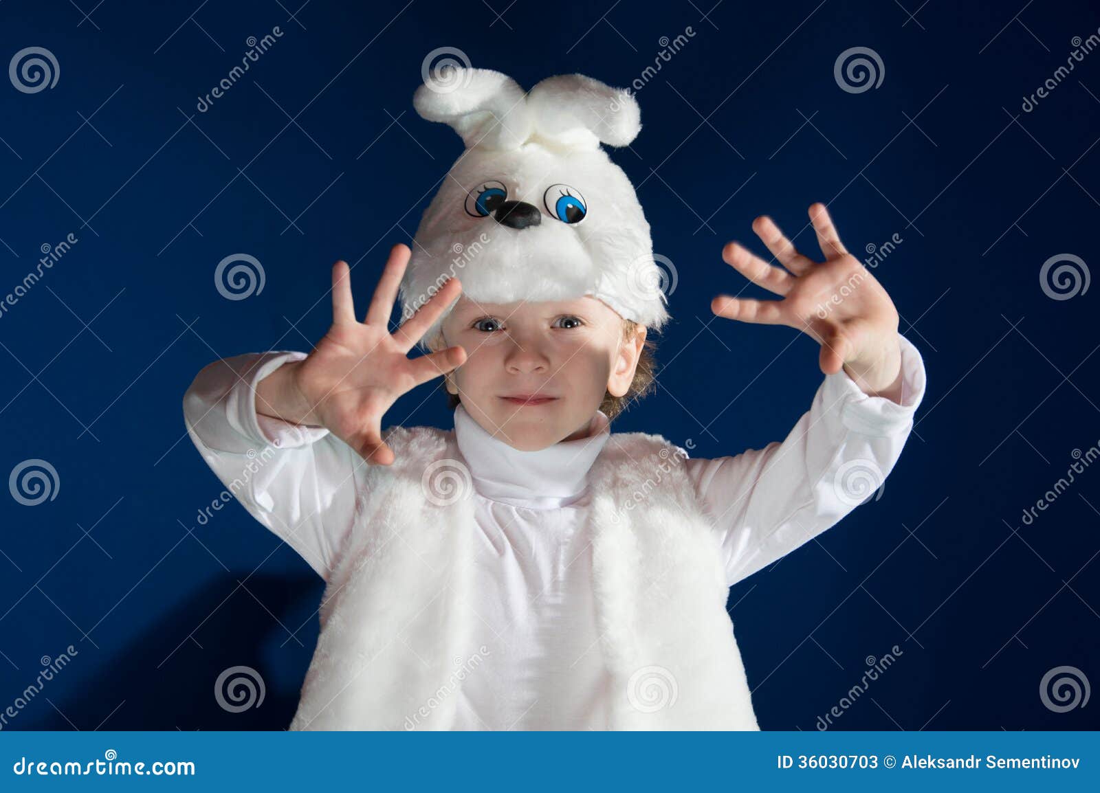 Boy of white Bunny stock image. Image of blue, years - 36030703
