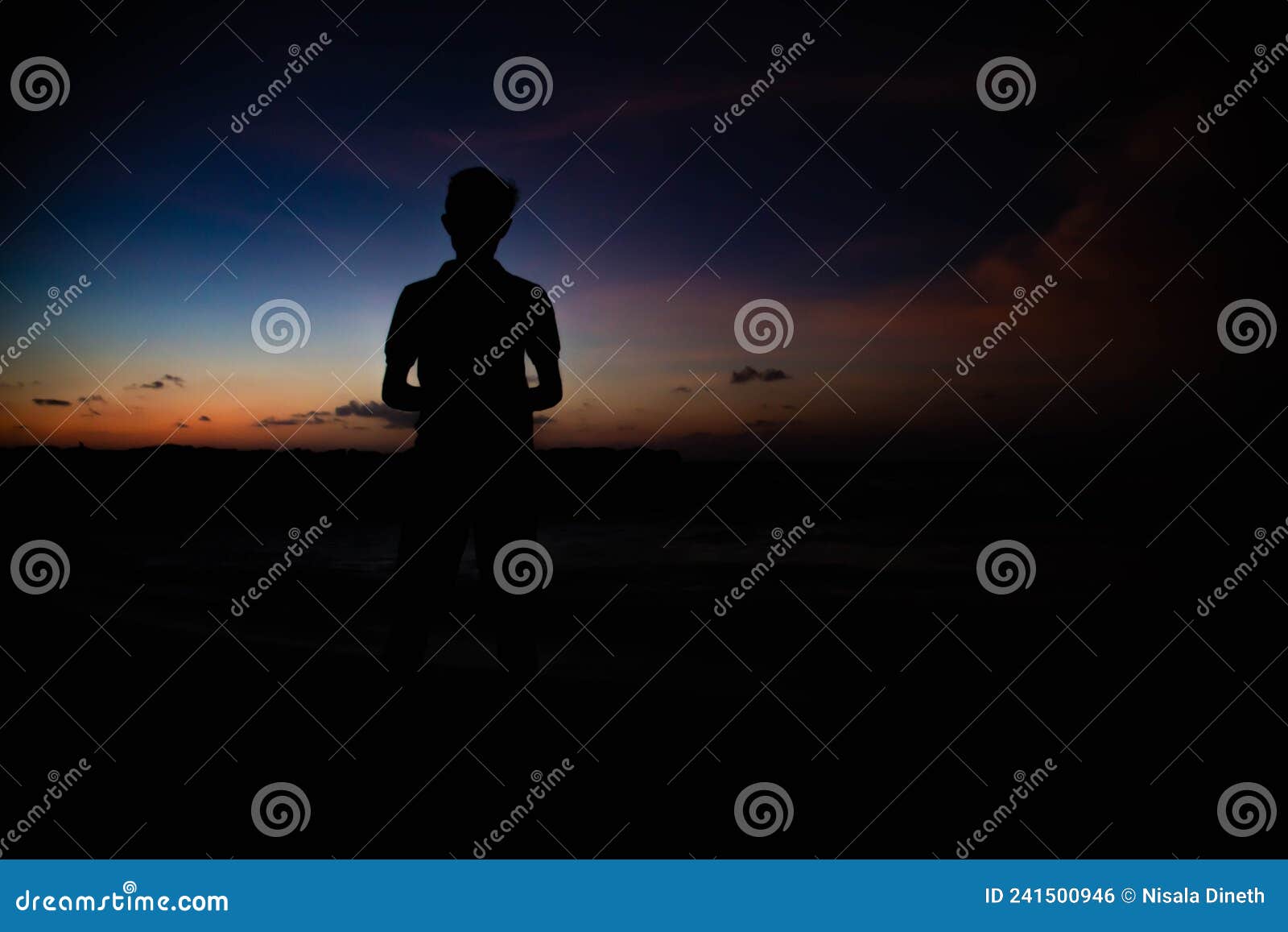 Boy Who is Looking at Sunset Stock Photo - Image of presentation, beach ...