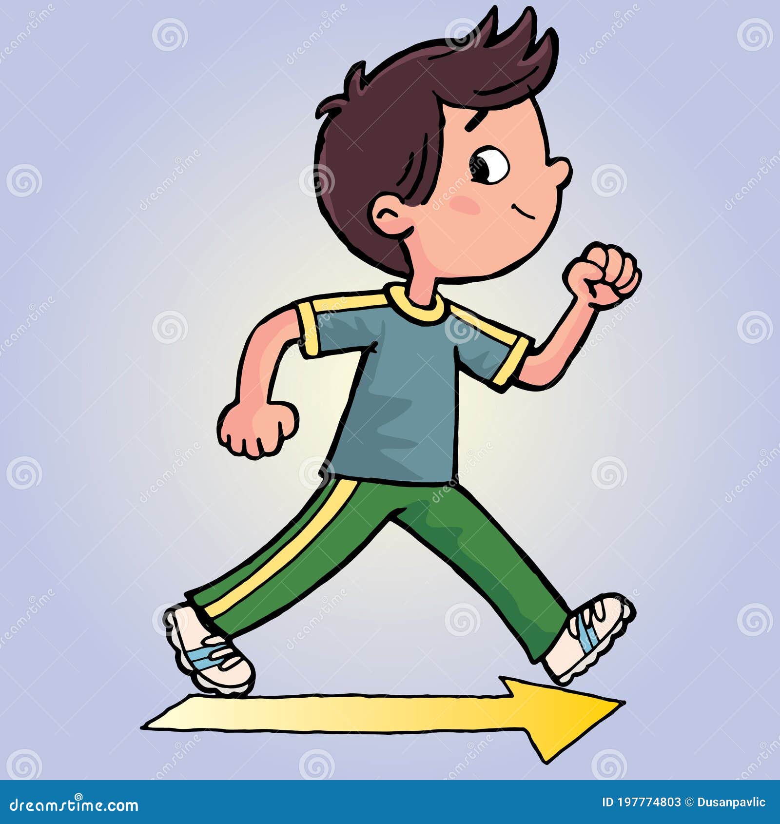 Boy Who Measures His Steps Cartoon Vector | CartoonDealer.com #197774803