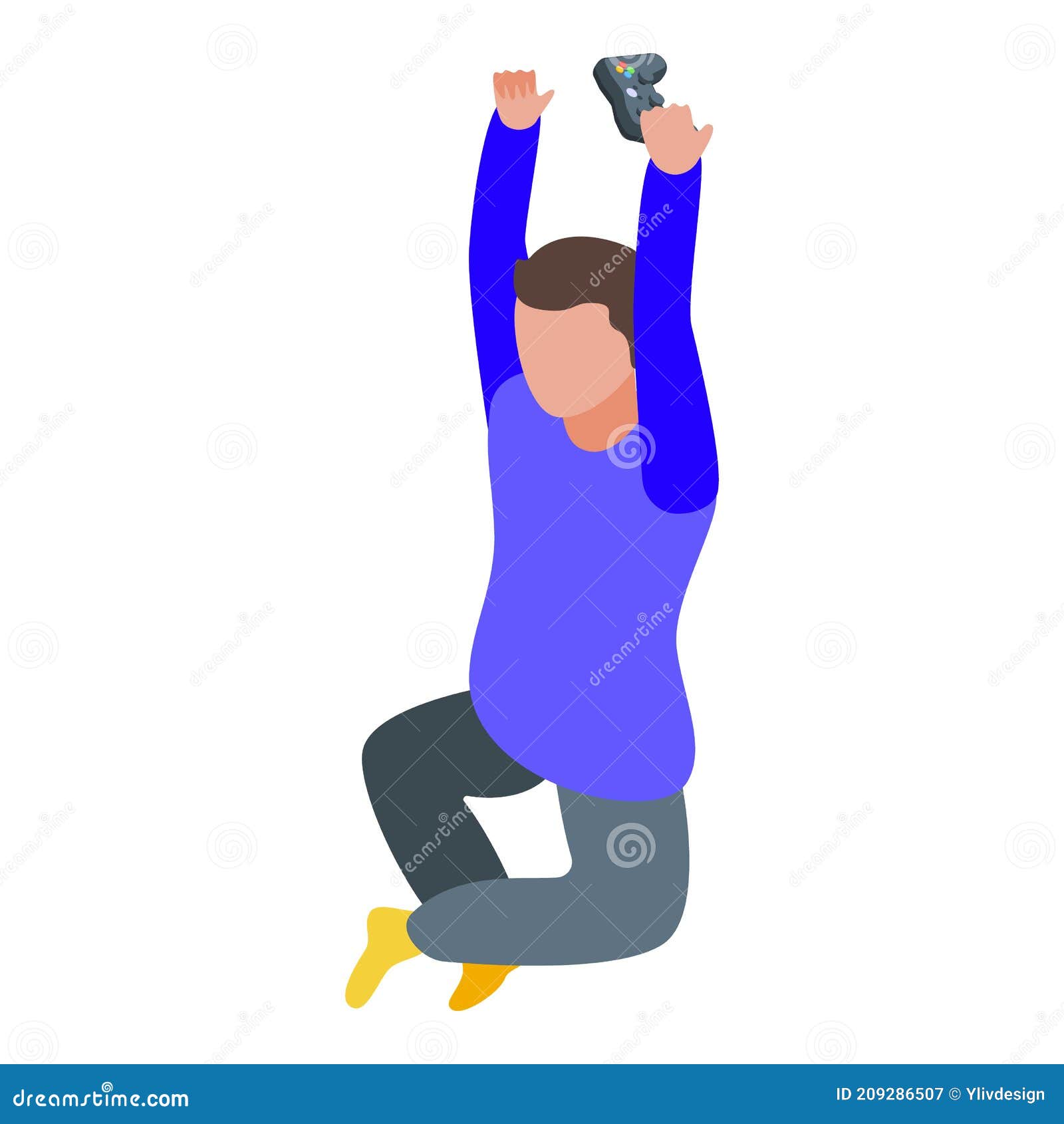 Boy Win Video Game Icon, Isometric Style Stock Vector - Illustration of ...