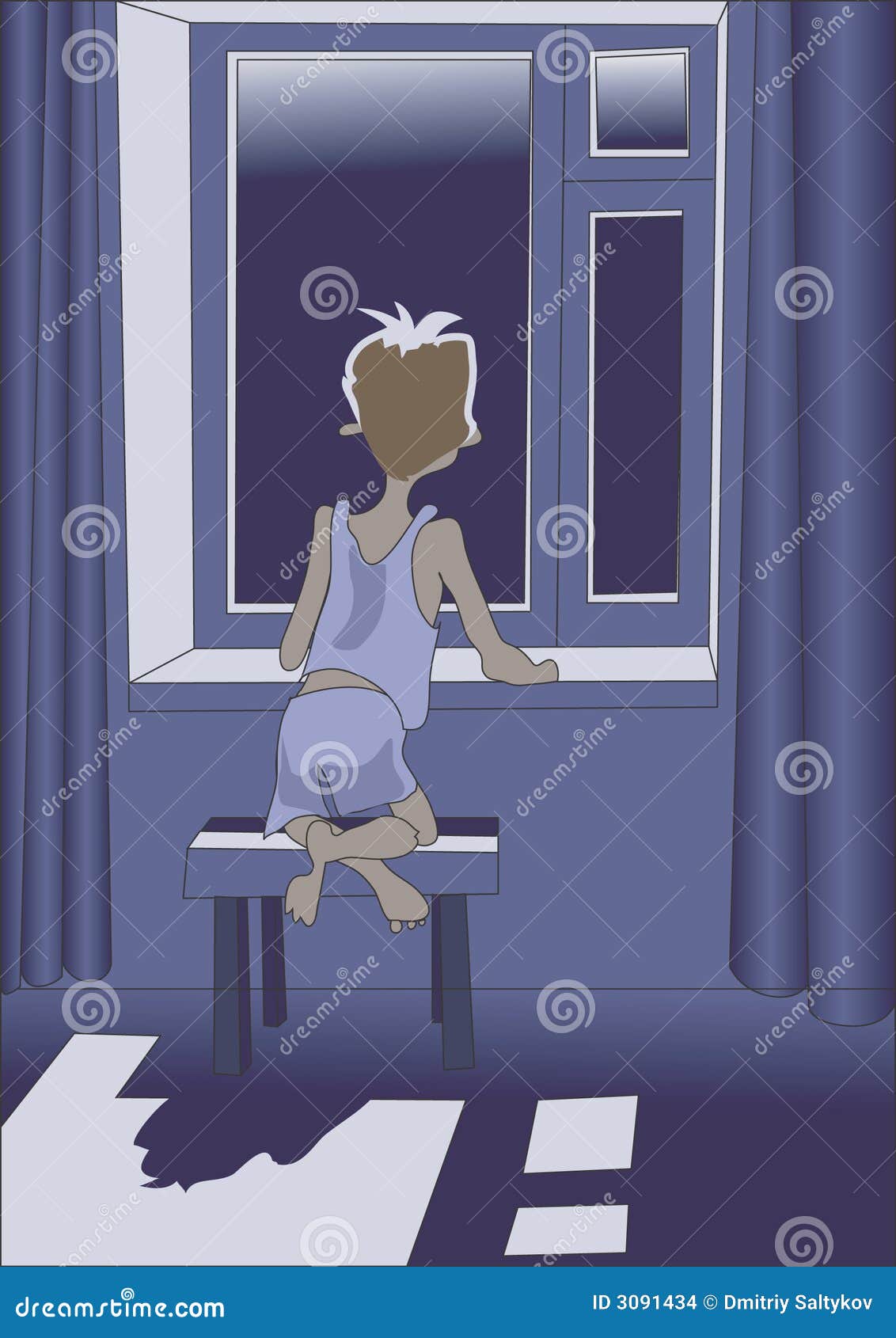 Boy Window stock vector. Illustration of look, young, shadow - 3091434