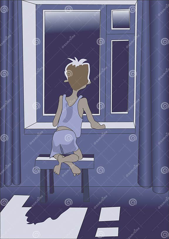 Boy Window stock vector. Illustration of look, young, shadow - 3091434