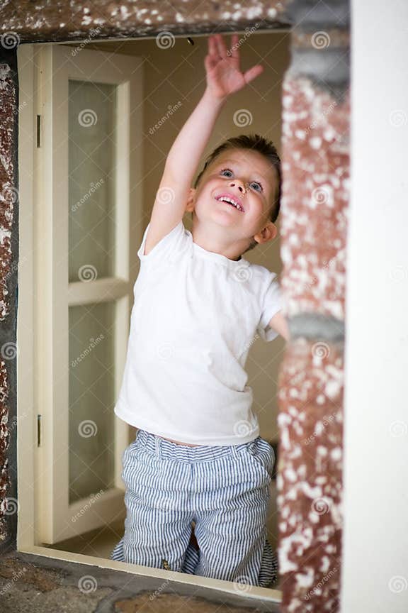 Boy and window stock photo. Image of small, window, expression - 6804734