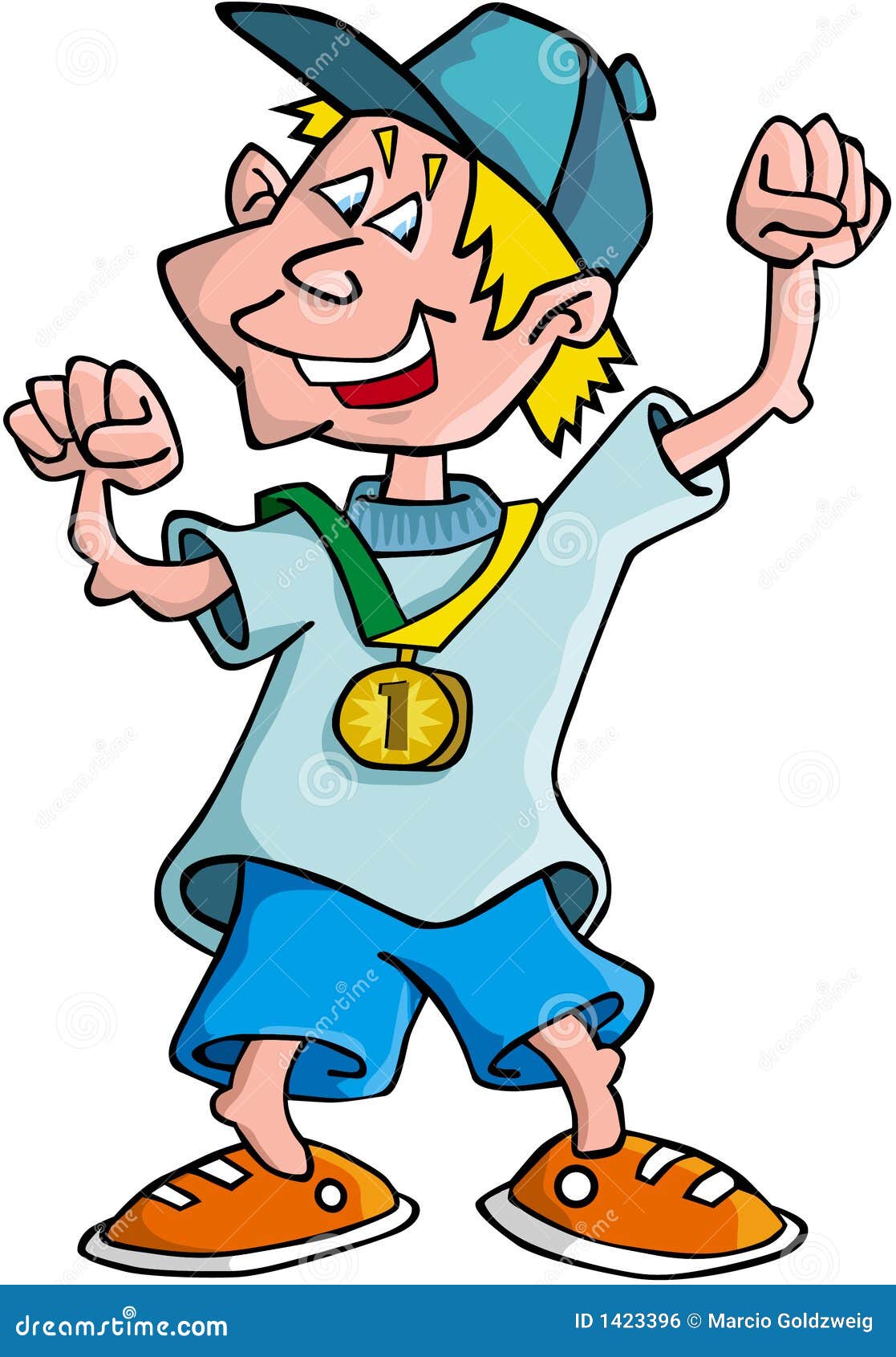 Boy Winner stock vector. Illustration of flag, model, draw - 1423396