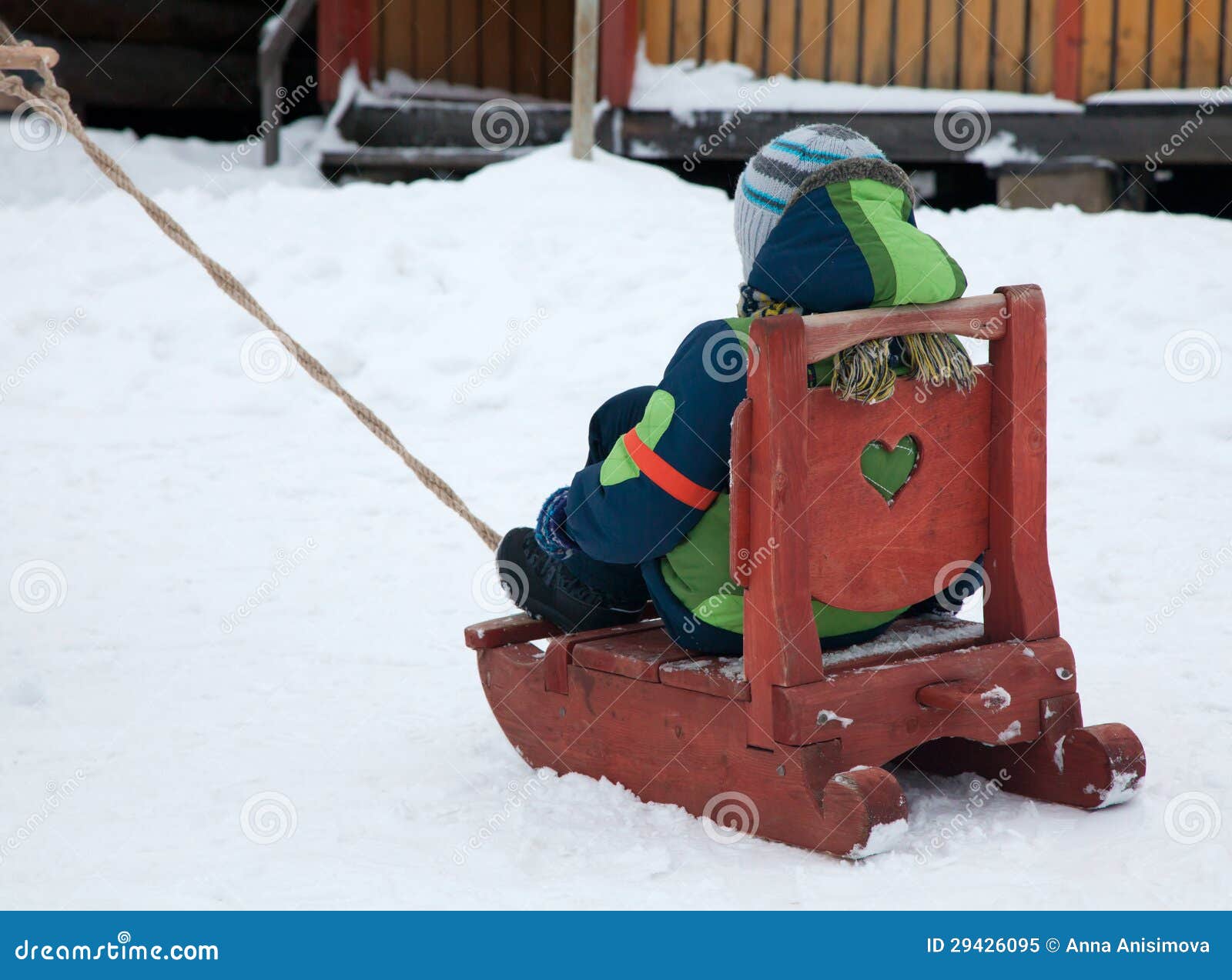 Boy in a winter sleight stock image. Image of freeze - 29426095