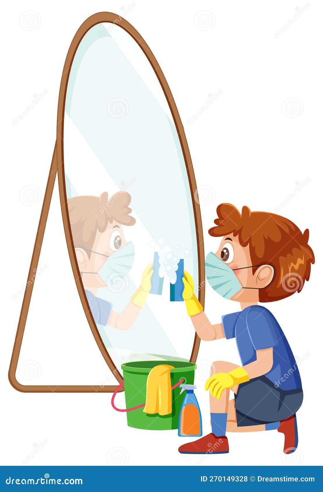 Cleaning Bathroom Mirror Clipart