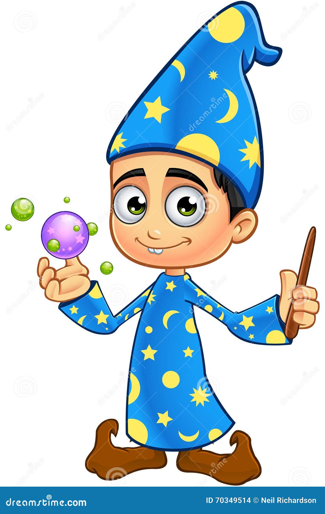 Boy Wizard in Blue - with Crystal Balls Stock Vector - Illustration of ...