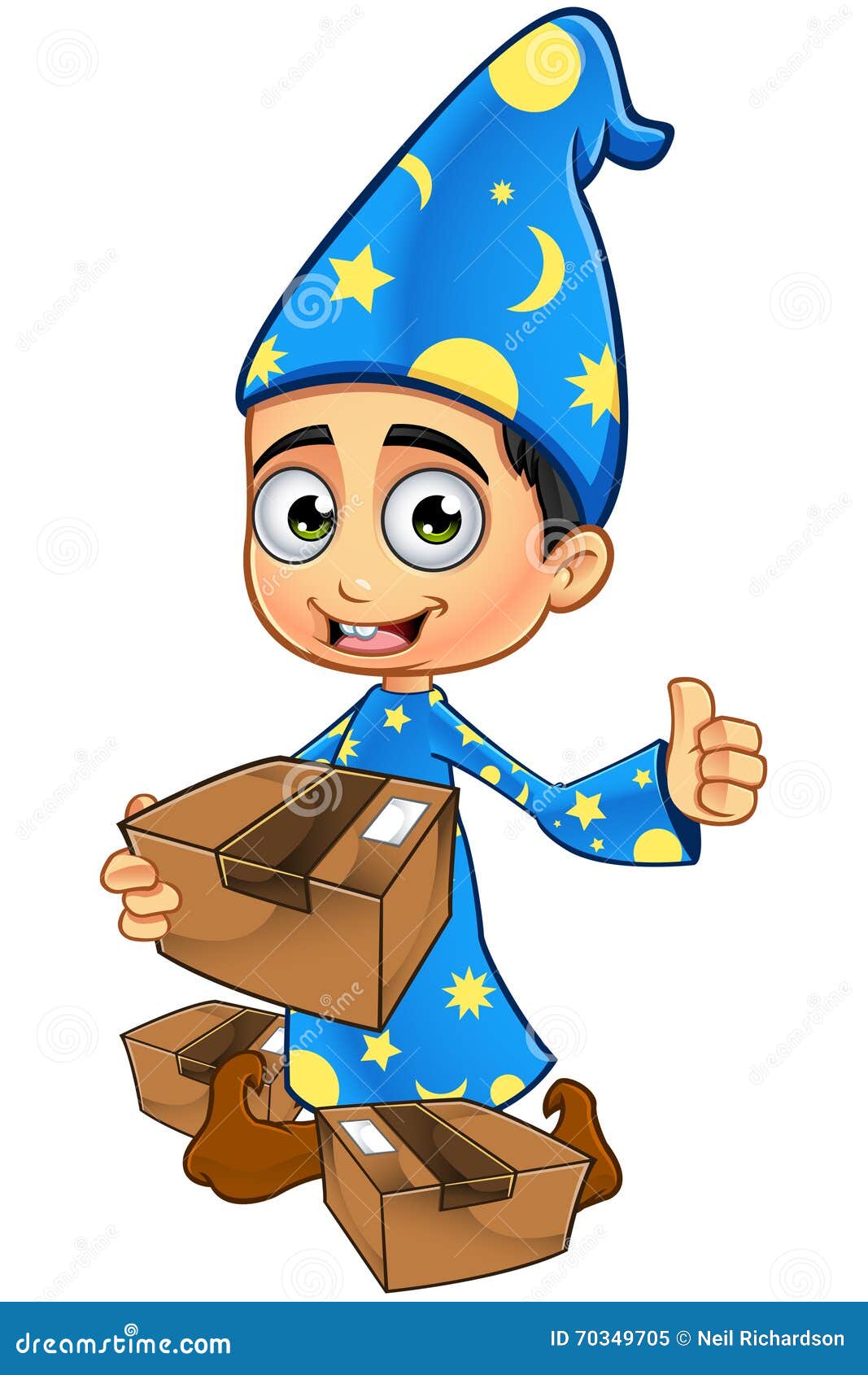 Boy Wizard in Blue - Holding a Parcel Stock Vector - Illustration of ...