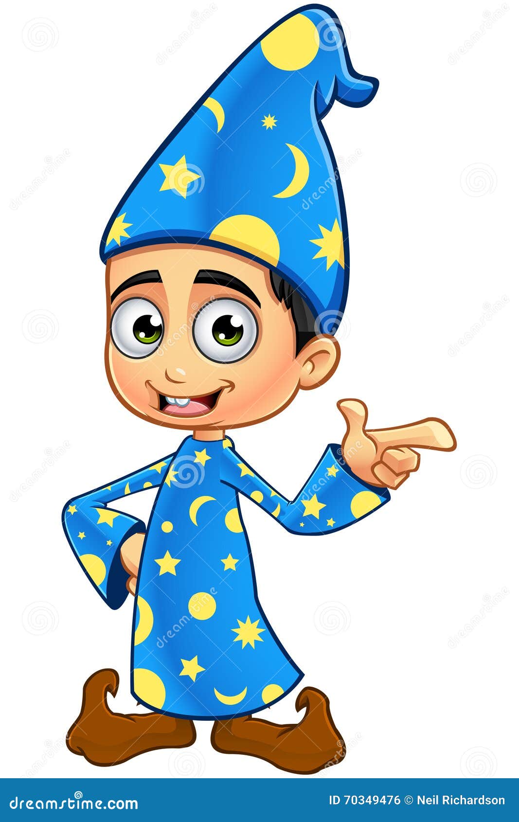Boy Wizard in Blue - Pointing Stock Vector - Illustration of person ...