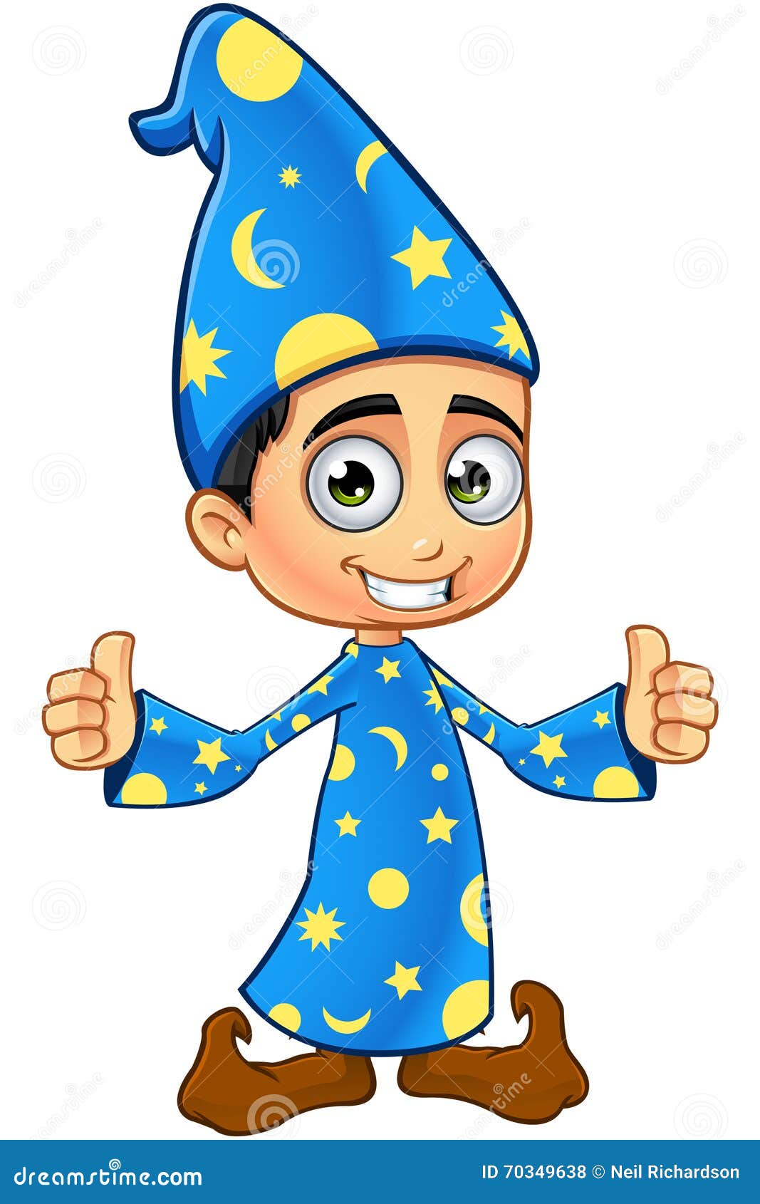 Wizard With Blue And Stars Clothes Character Design Cartoon With Moon ...