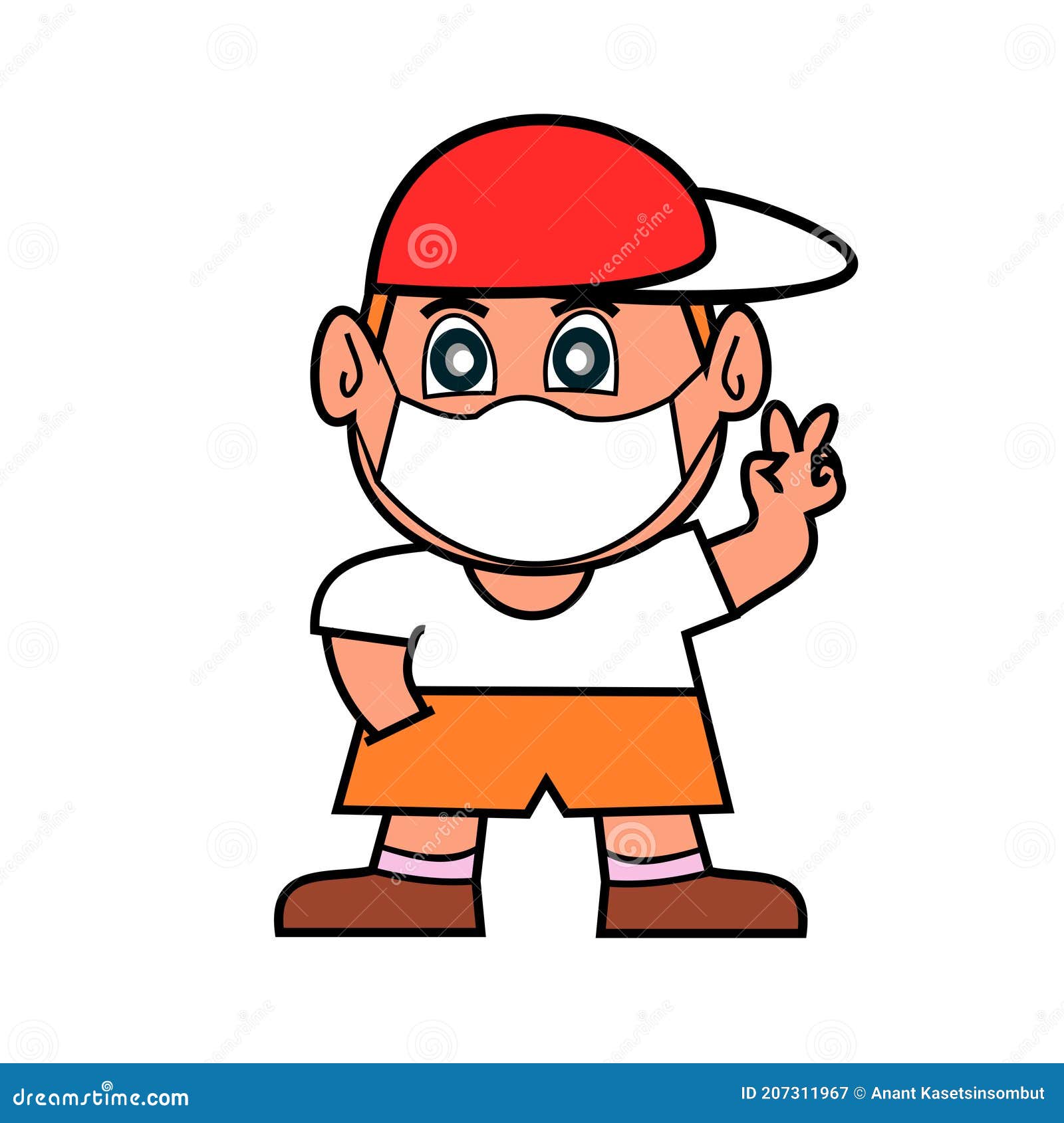 Boy Wore Red Cap and Wore Protective Mask on His Face O Stock Vector ... Boy Wore Red Cap and Wore Protective Mask on His Face O Stock Vector ...