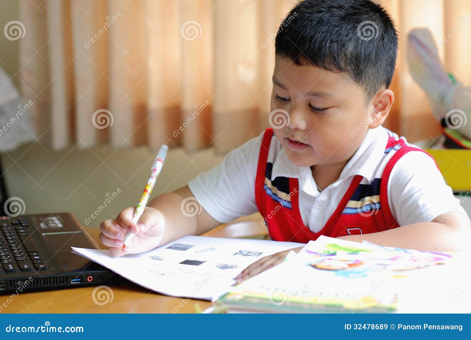 The boy work homework stock image. Image of child, help - 32478689