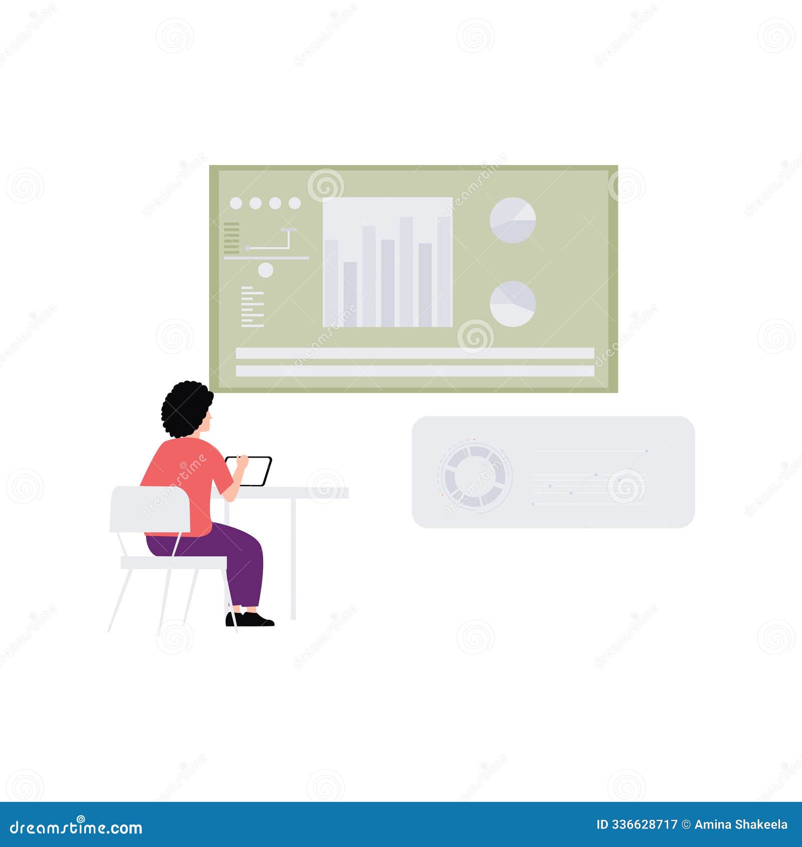 A Boy is Working As a Chart Analyst Stock Vector - Illustration of ...