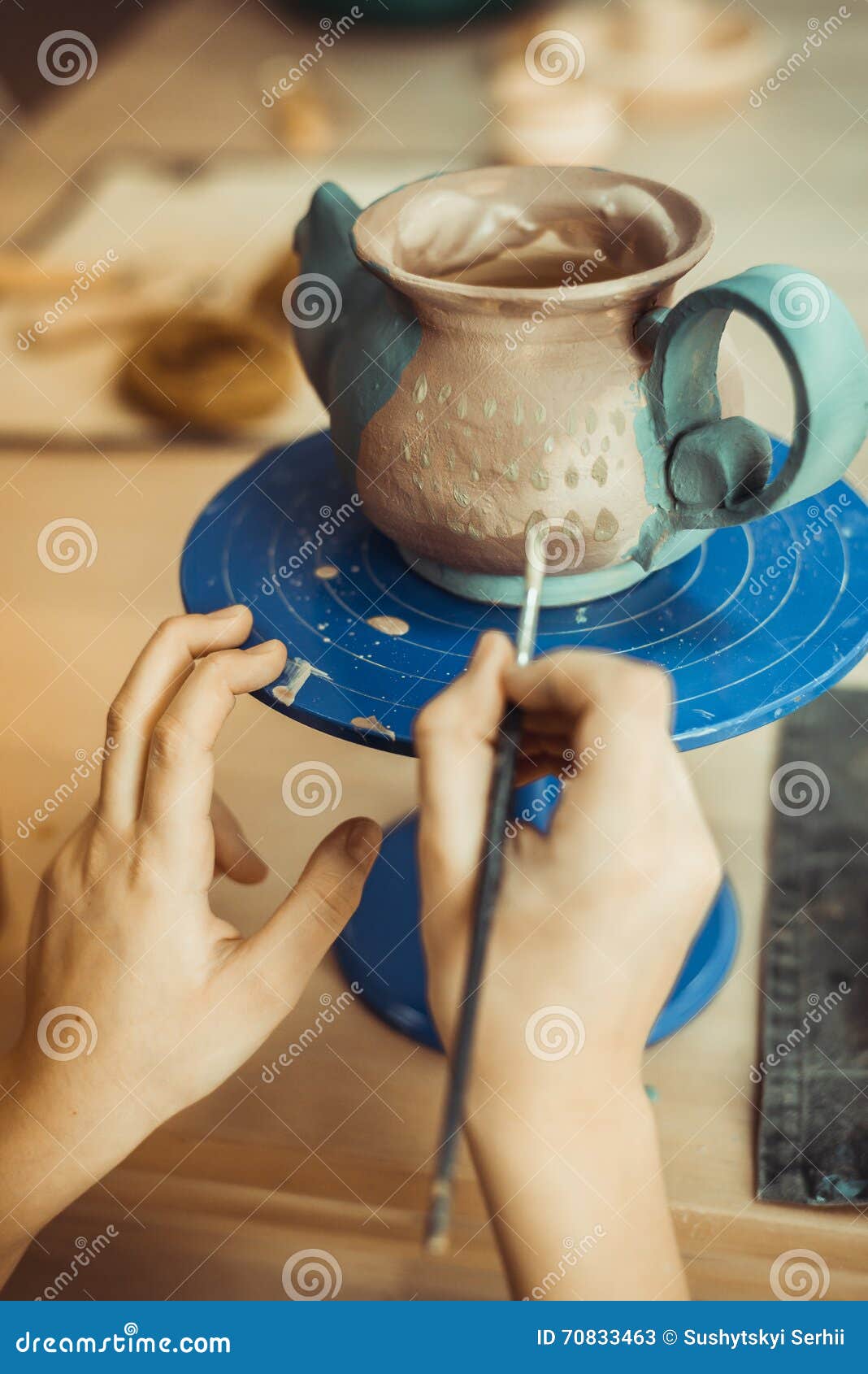 Boy working with clay stock image. Image of craft, learn - 70833463