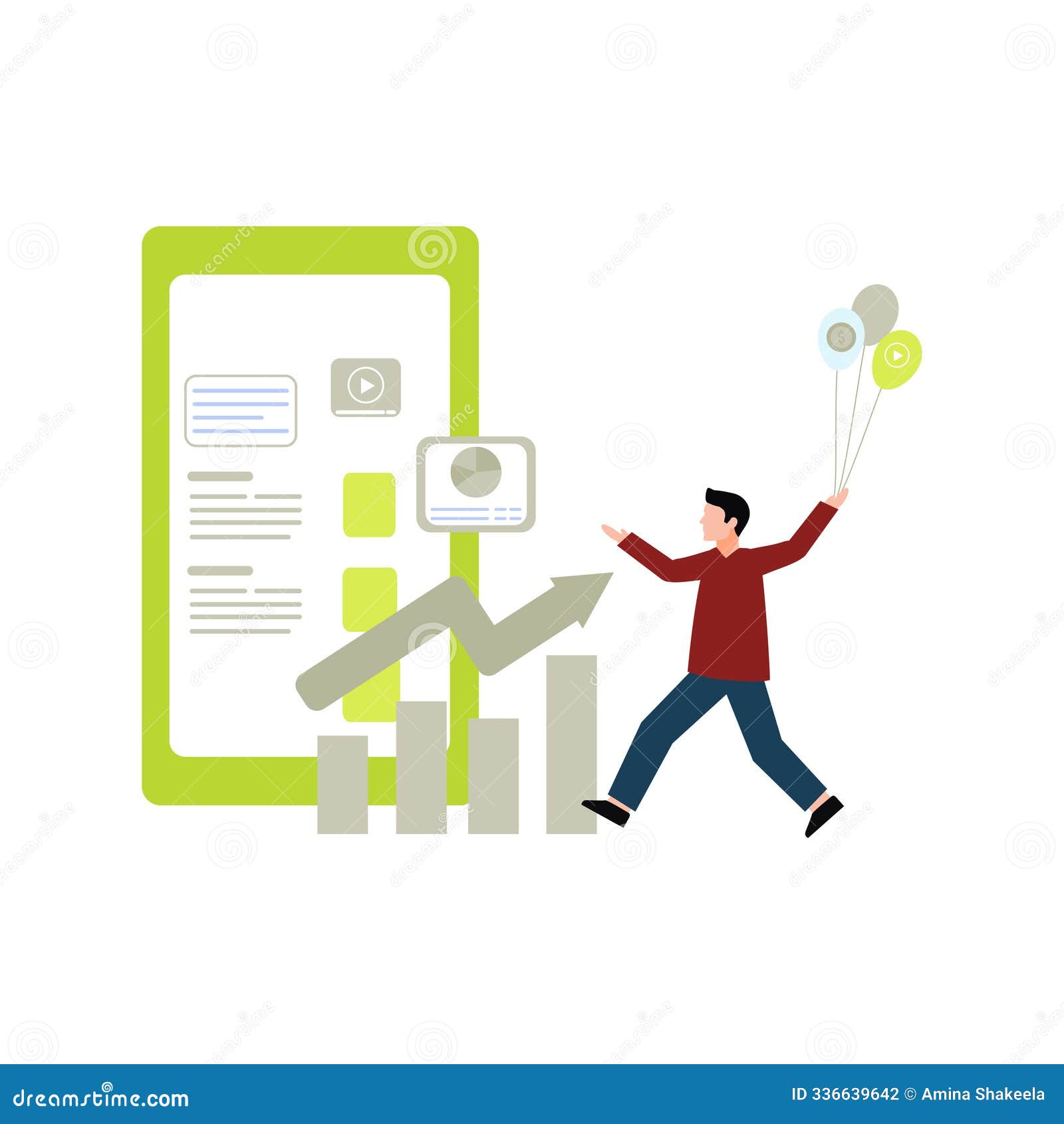 The Boy is Working on the Finance Chart Stock Illustration ...