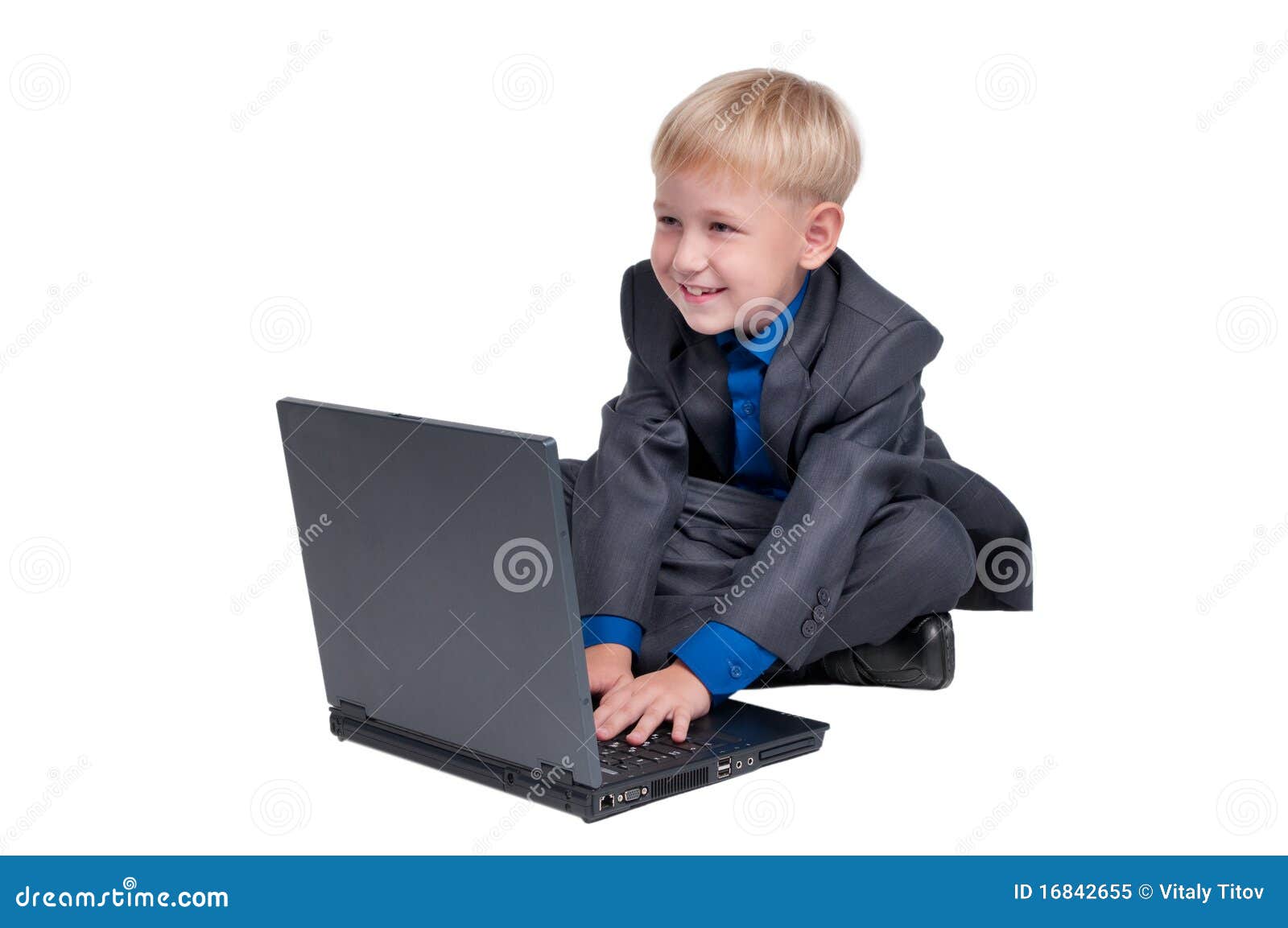 Boy working on a laptop stock image. Image of baby, concentrated - 16842655